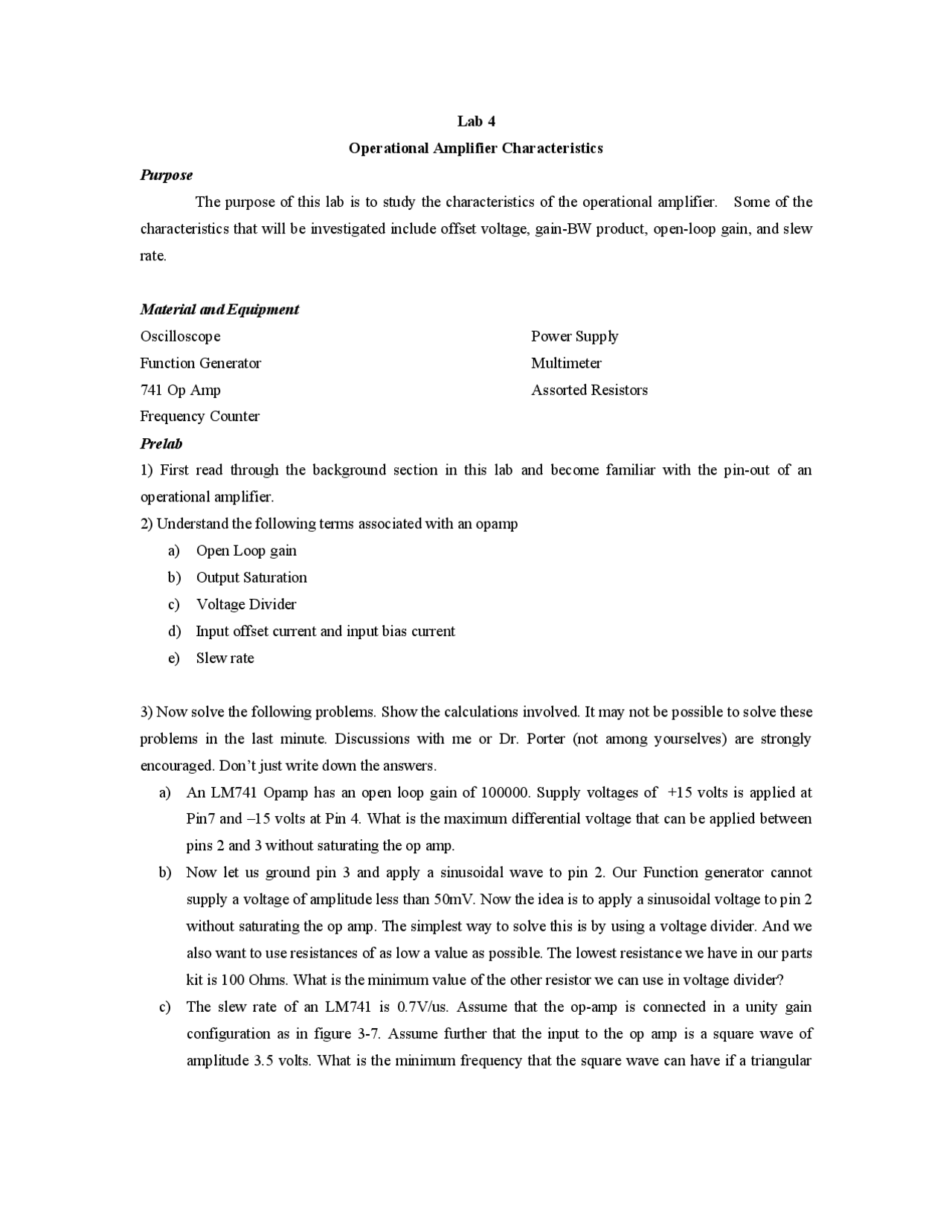 Characteristics Of Operational Amplifier In Analog Electronics Entc