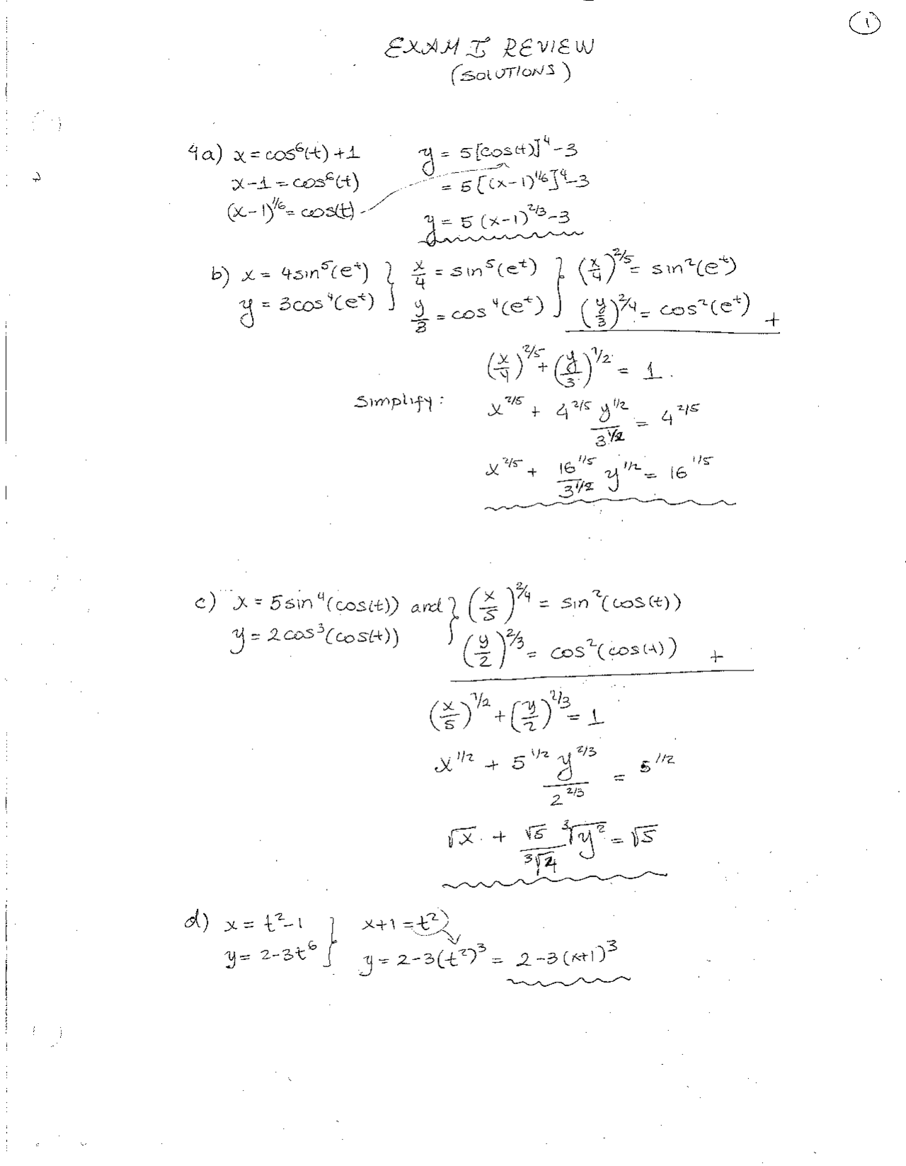 Review Exam 1 Solutions Vector Geometry Math 1224 Docsity
