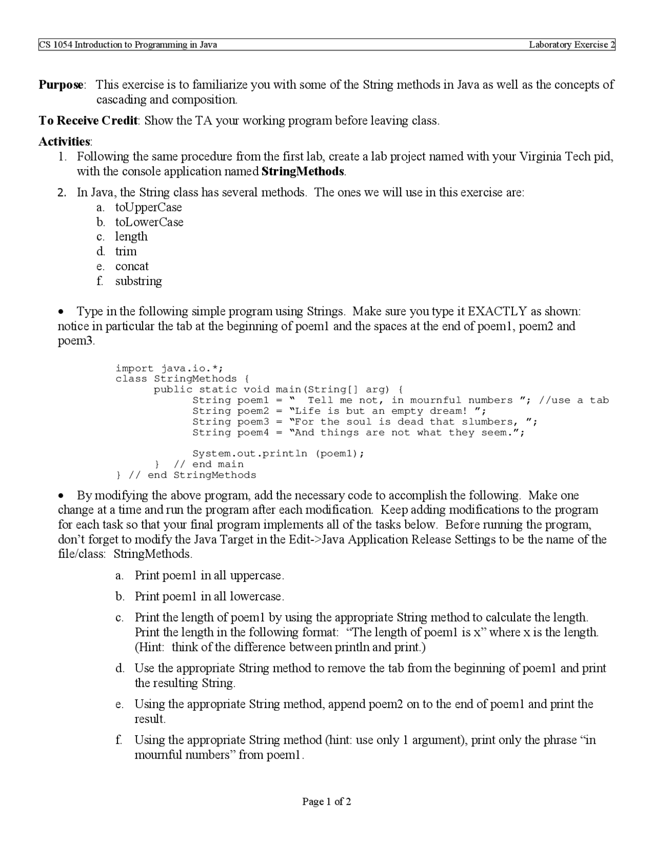 Lab 2 For Introduction To Programming In Java Cs 1054 Docsity 8760