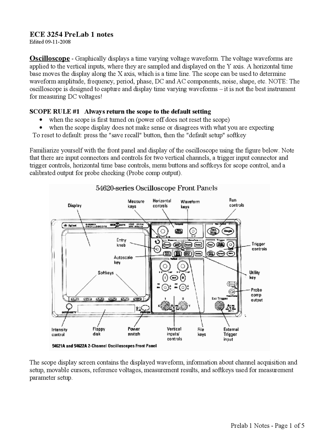 Notes On Oscilloscope Industrial Electronics Ece 3254 Docsity