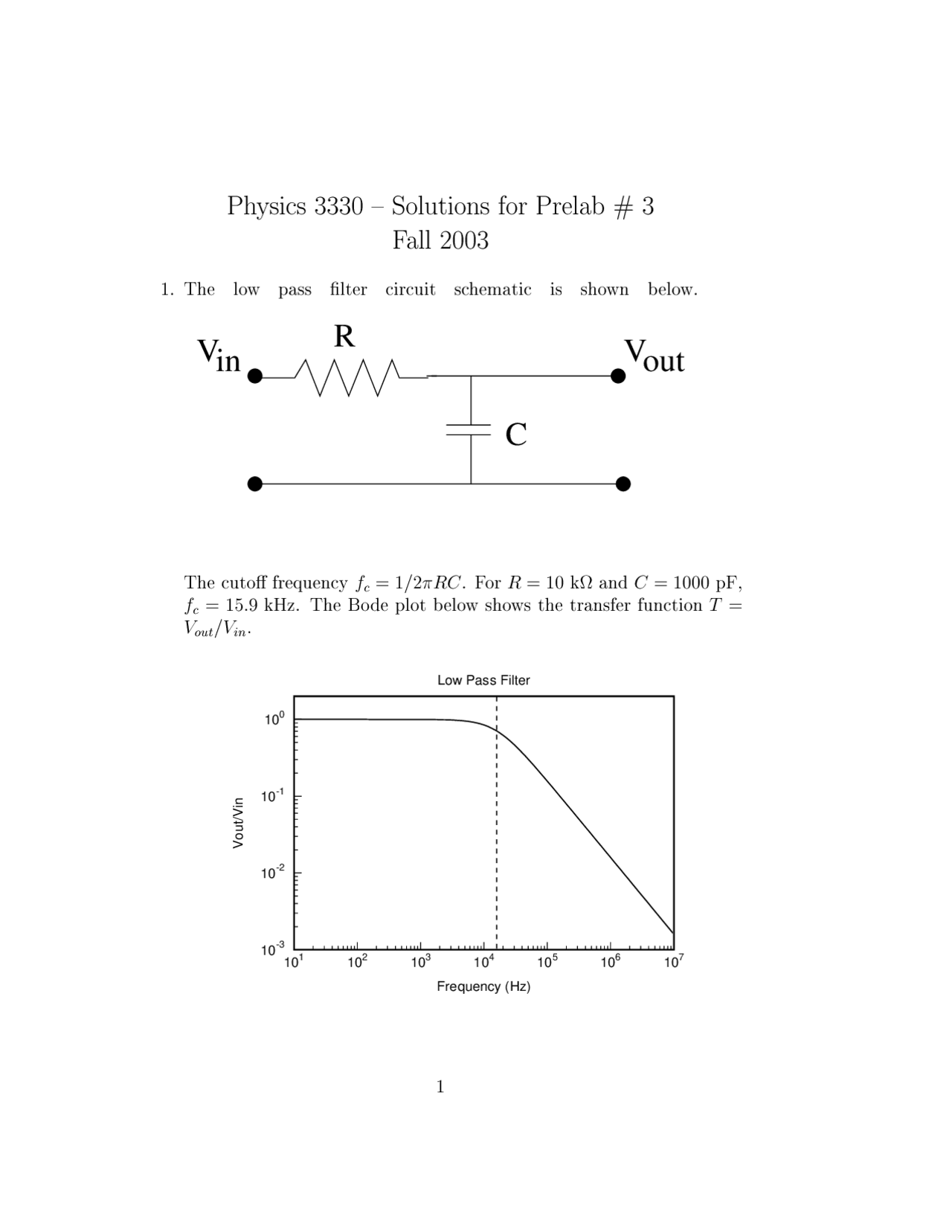 Electronics for the Physical Sciences - Solutions for Pre Lab 3 | PHYS ...