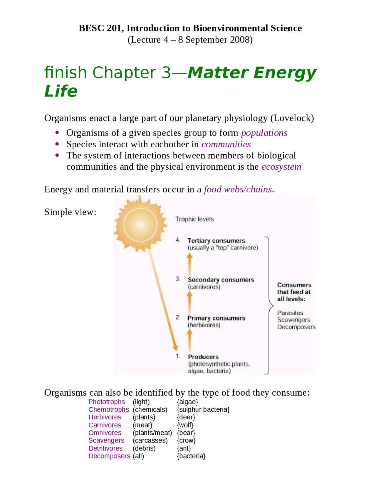 Matter Energy Life - Introduction to Bioenvironmental Science | BESC ...