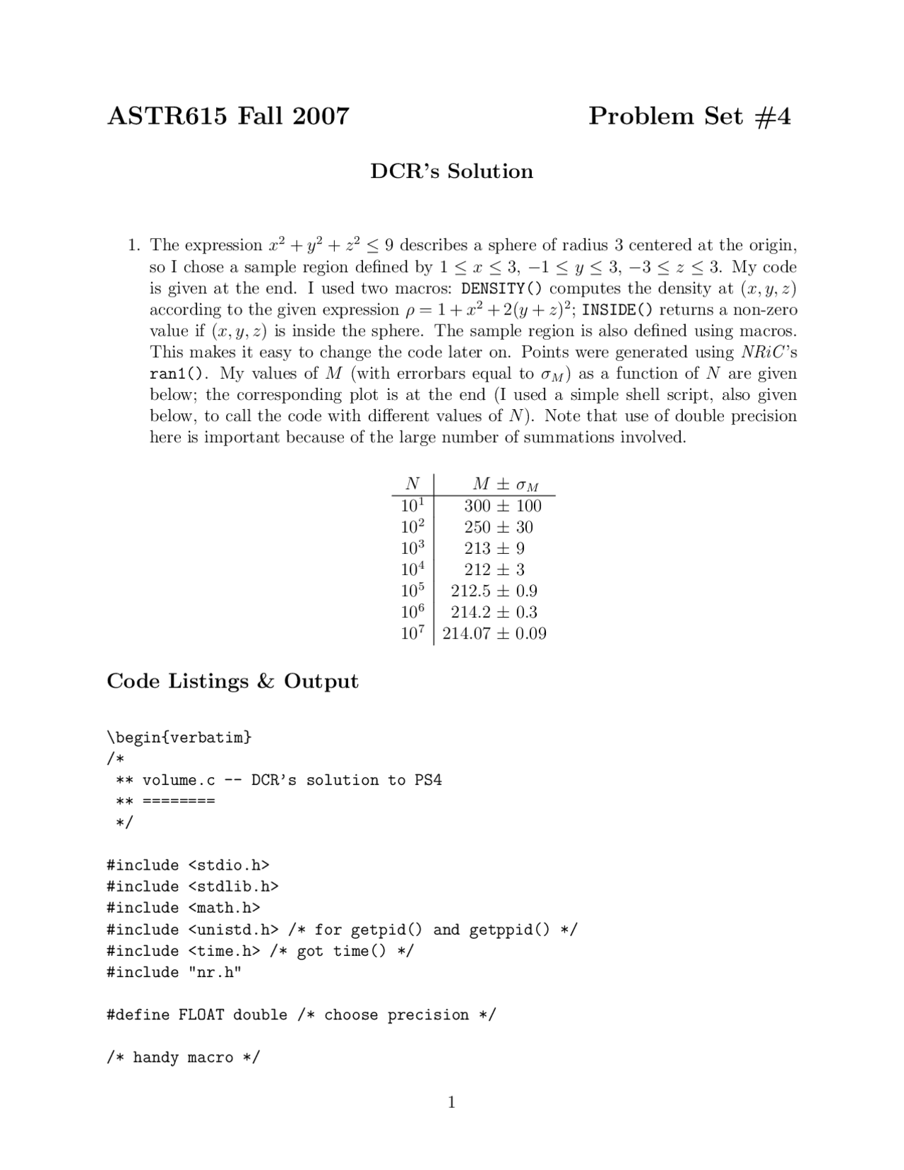 Solution Key for Problem Set 4 - Computational Astrophysics | ASTR 615 | Assignments Astronomy ...