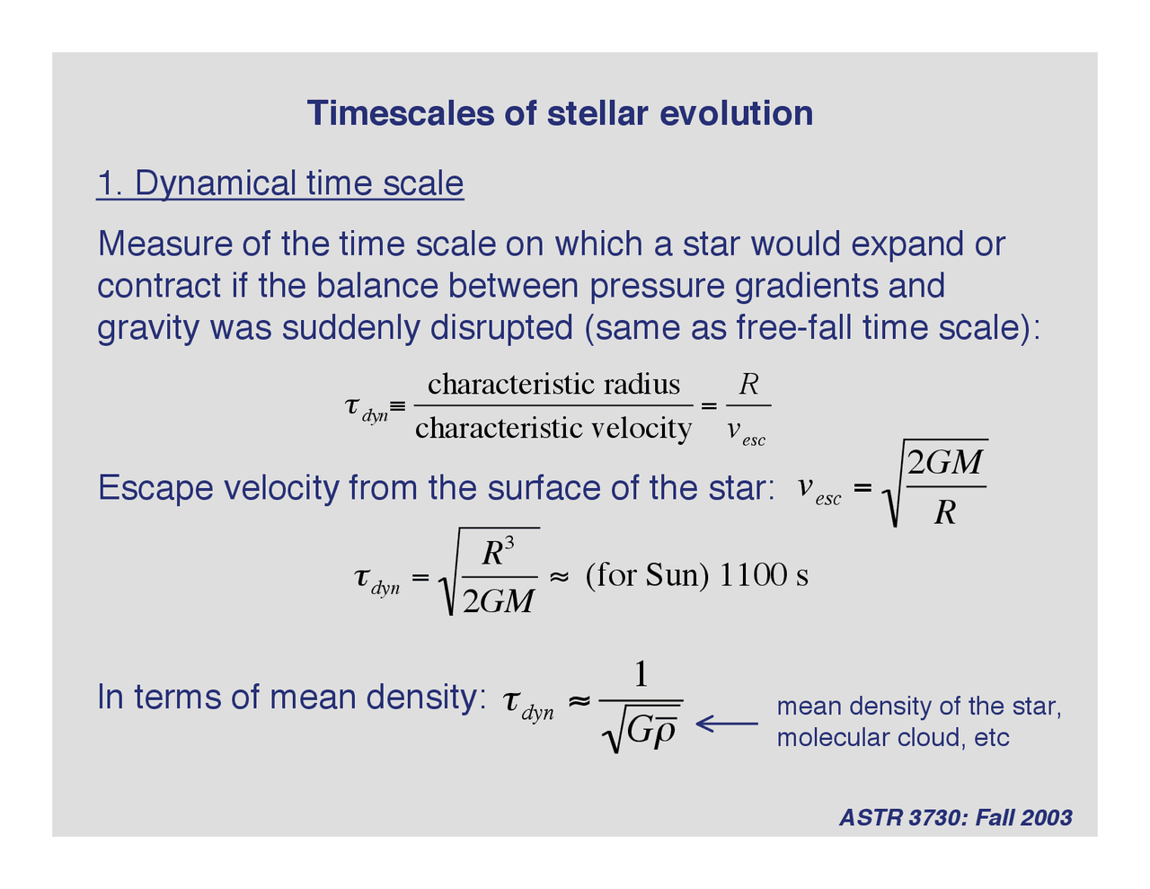 Timescales Of Stellar Evolution Lecture Slides Astr 3730 Docsity