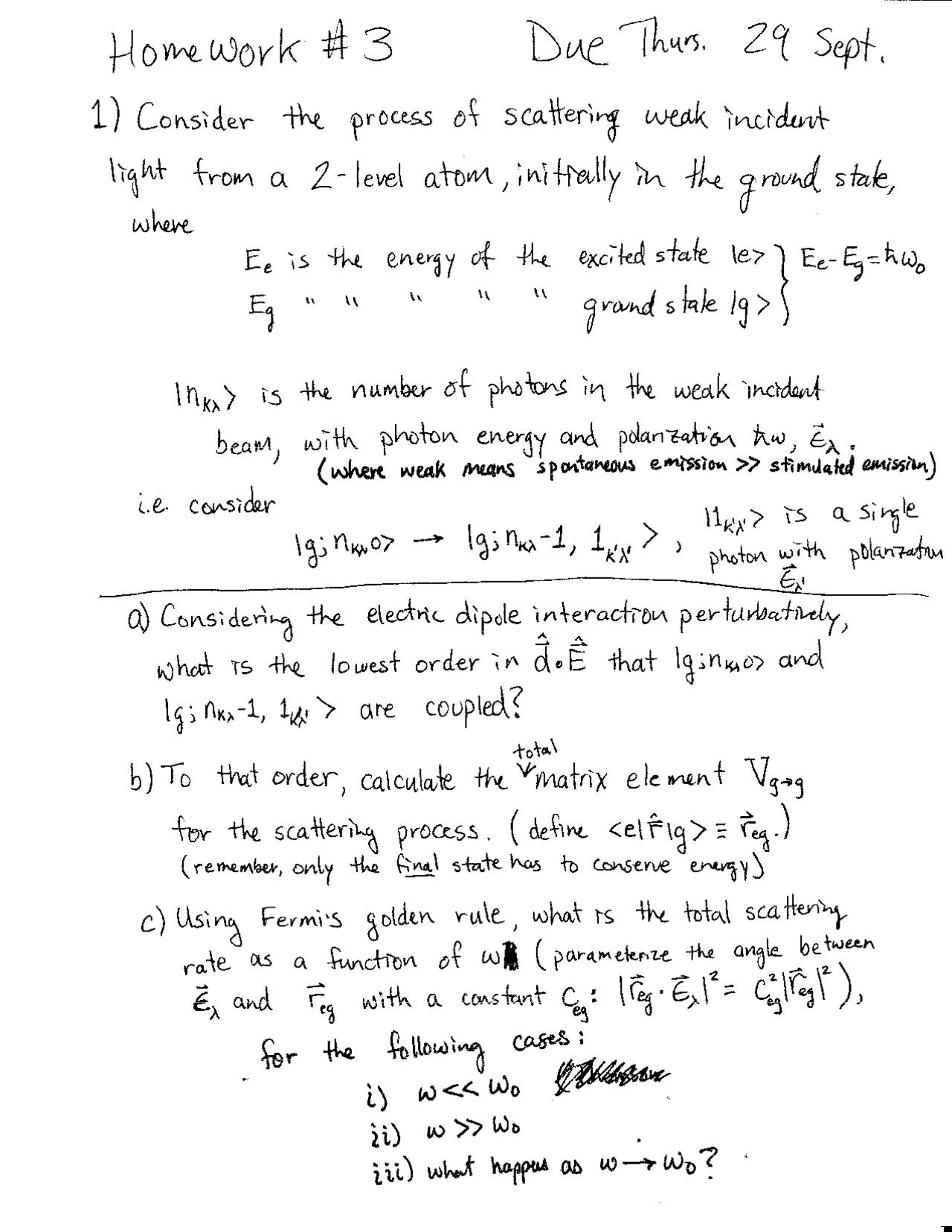 Homework 3 Atomic And Optical Physics I Phys 721 Docsity