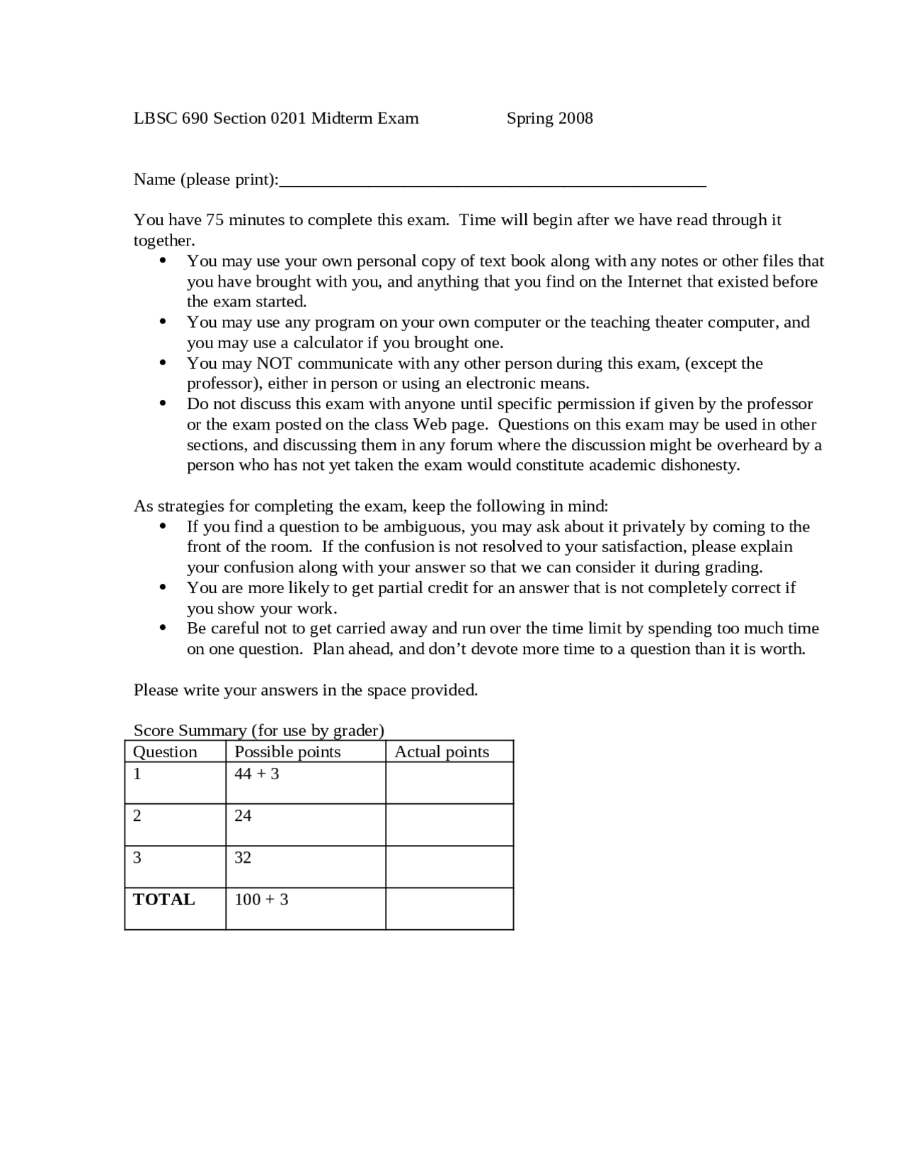 Midterm Exam with 3 Questions - Information Technology | LBSC 690 ...