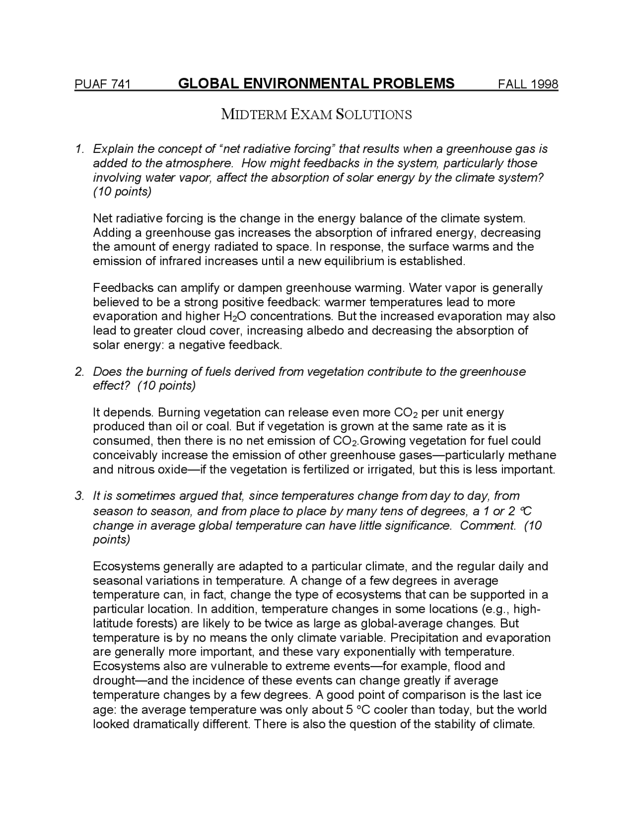 Midterm Exam Solution For Global Environmental Problems Puaf 741
