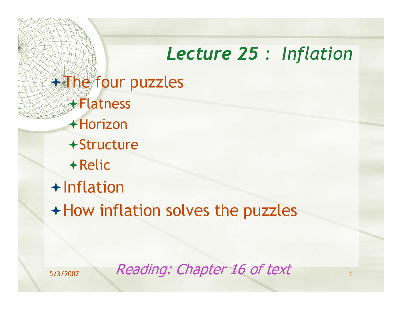 Inflation Origin Of Universe Lecture Slides Astr 340 Docsity