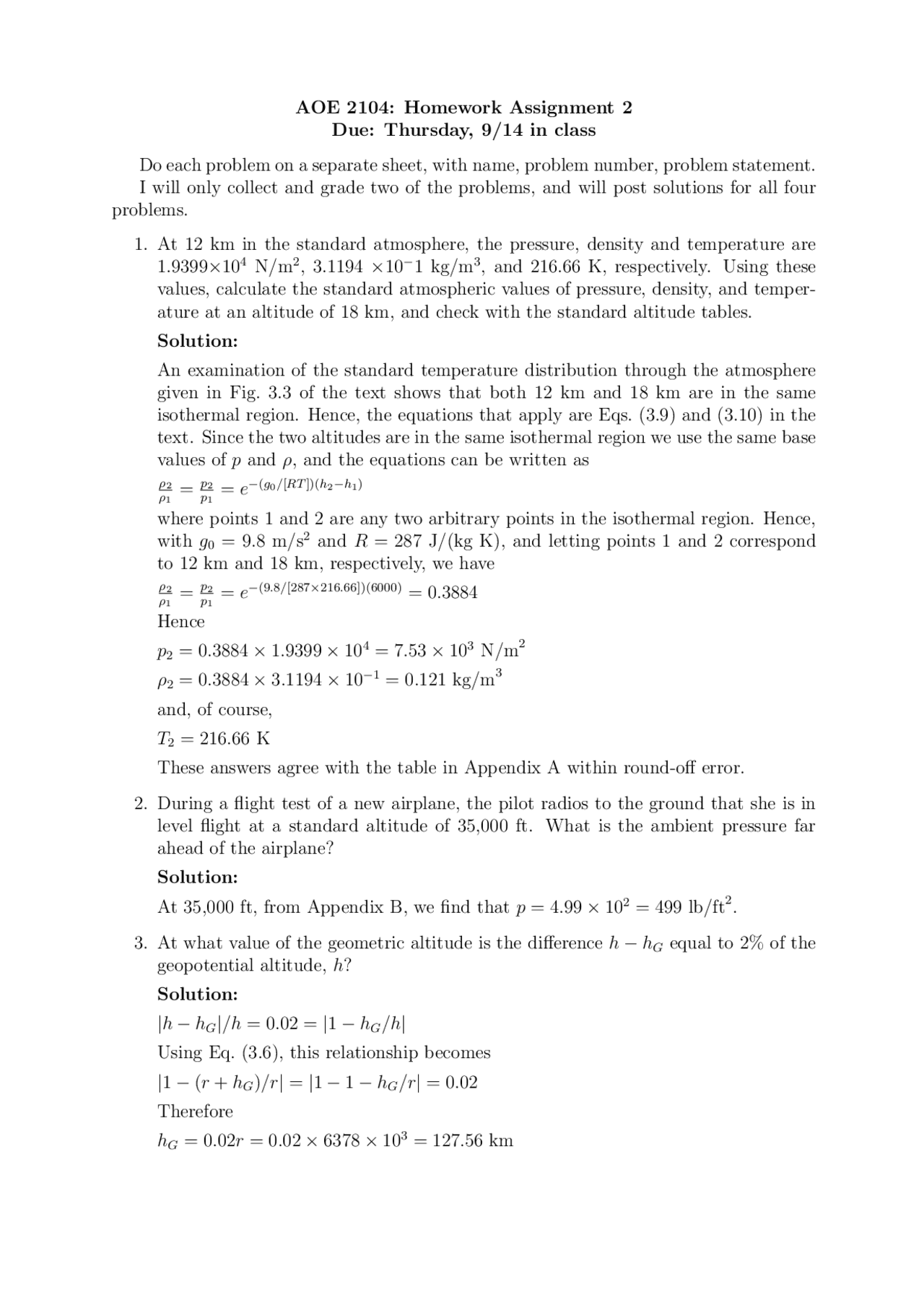 Homework Assignment 2 On Introduction To Aerospace Engineering Aoe