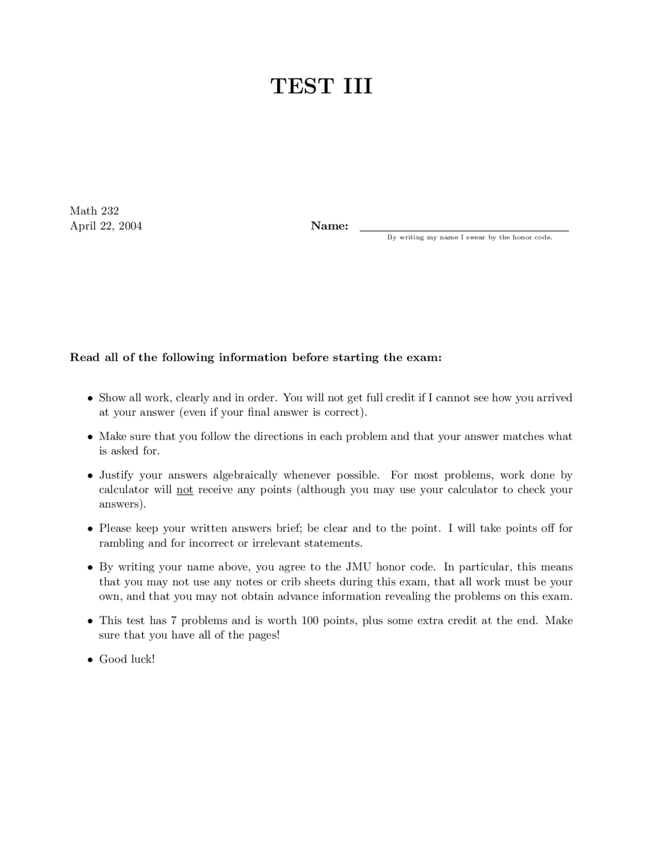 7 Solved Problems On Calculus With Functions Ll Exam 3 Math 232