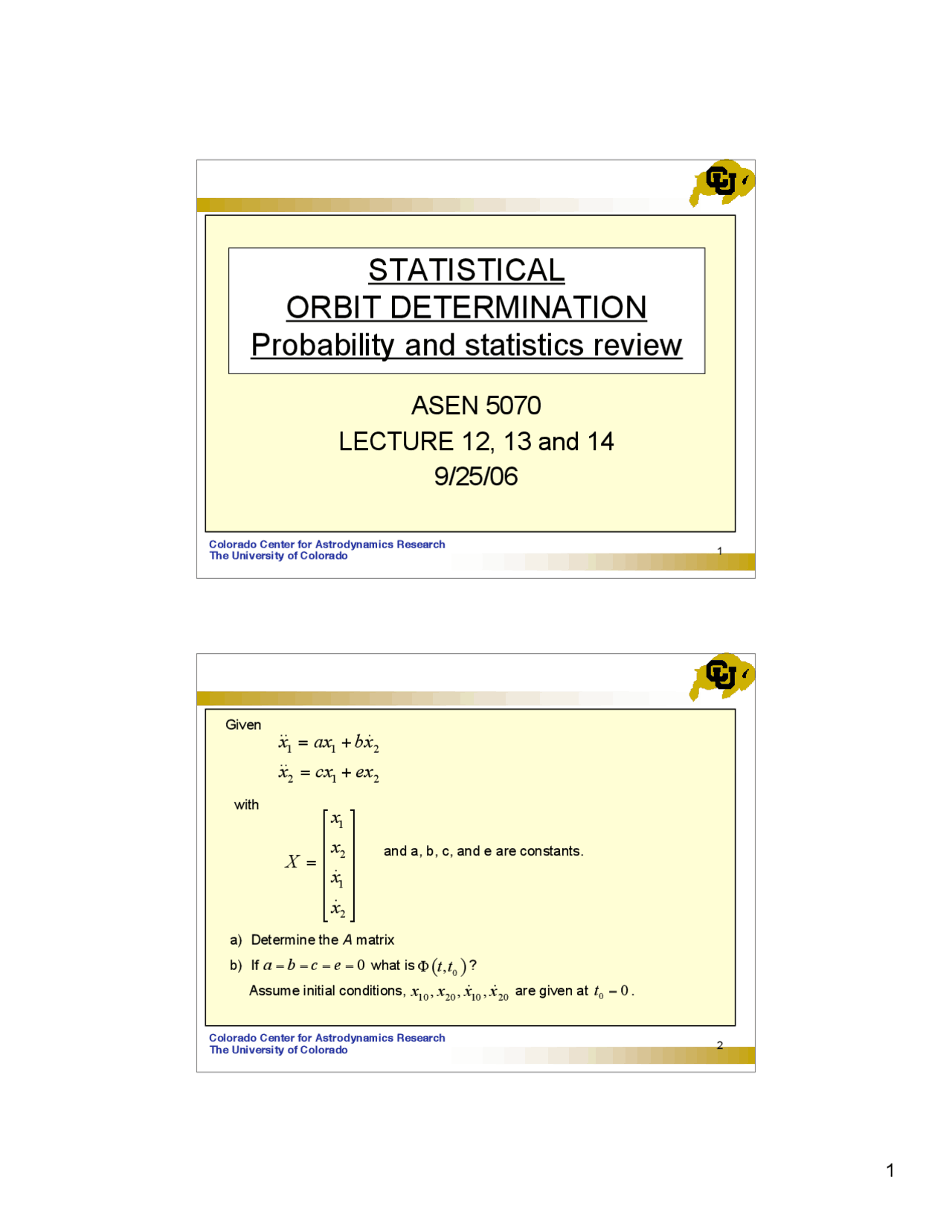 Probability and Statistical Review - Lecture Slides | ASEN 5070 - Docsity
