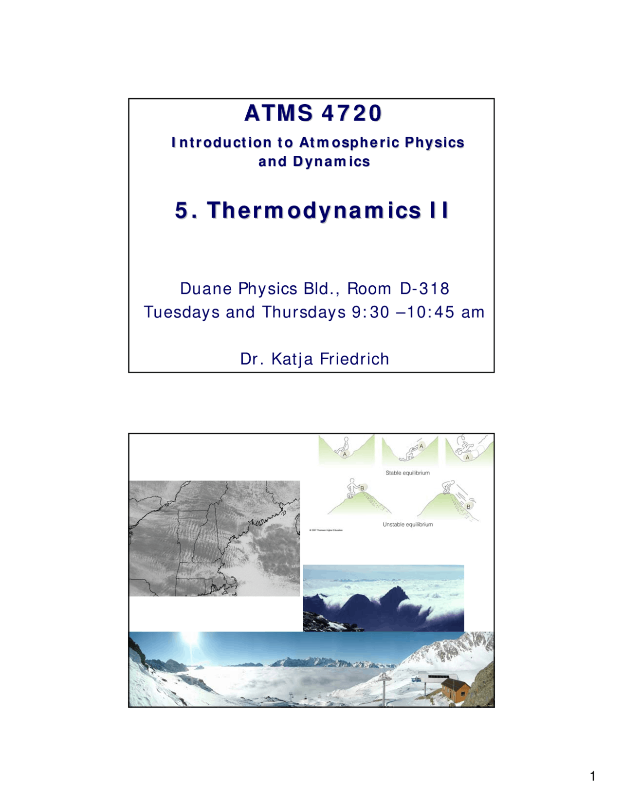 Thermodynamics Ii Lecture Slides Atoc 4720 Docsity