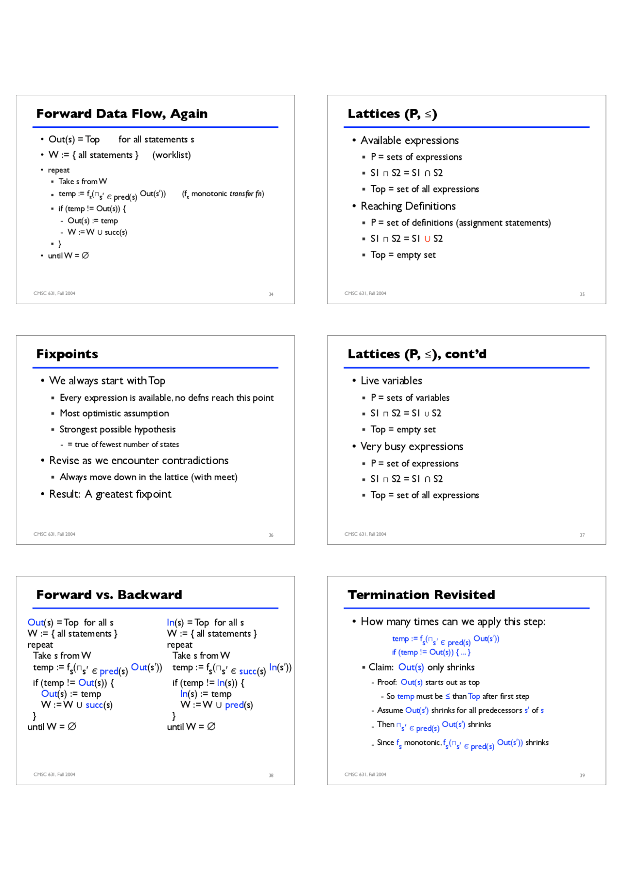 Data Flow Analysis: Forward and Backward, Lattices, Fixpoints, and Elimination - Prof. Jef ...