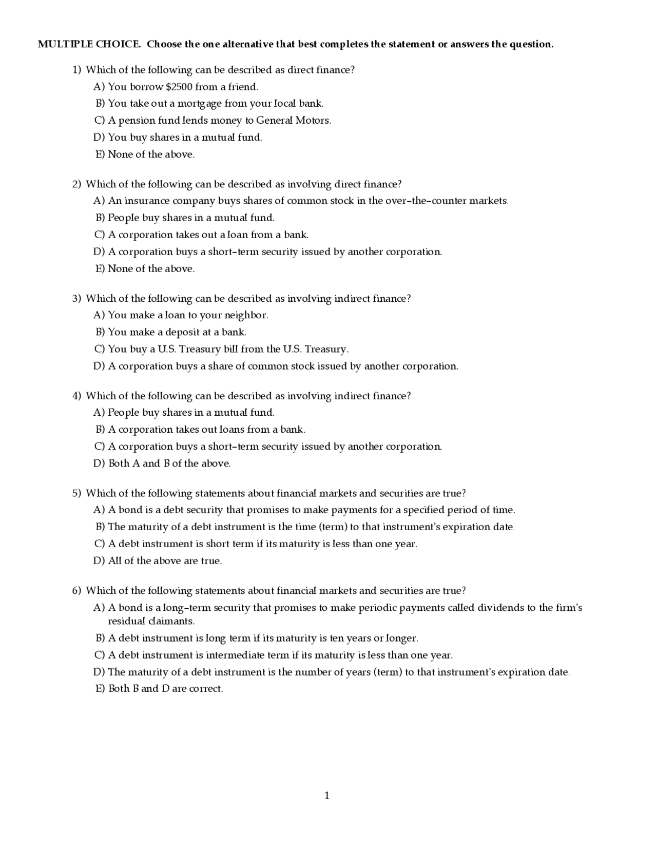 Exam With Answer Key Money And Banking Econ 330 Docsity