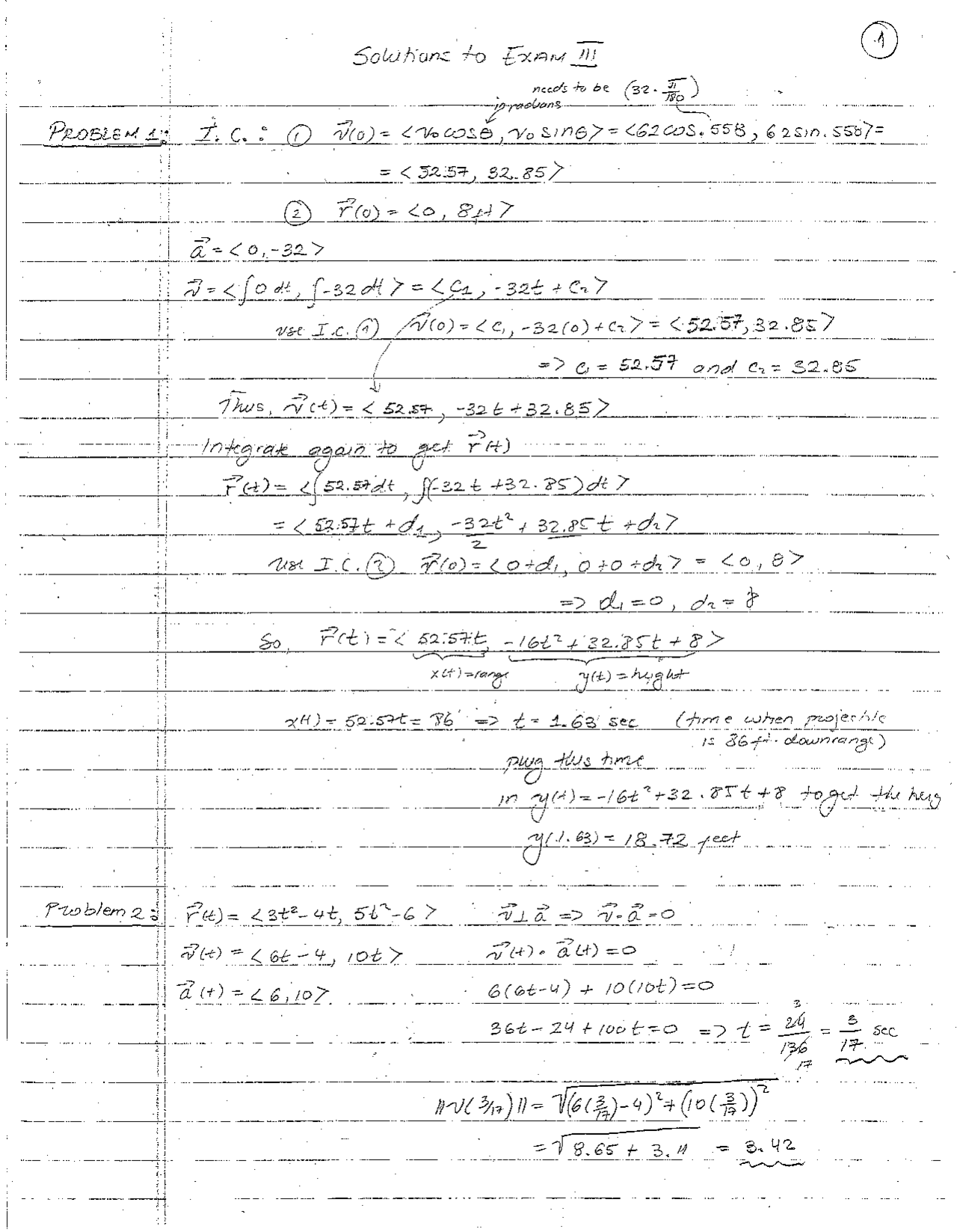 Solutions To Exam 3 Vector Geometry Math 1224 Docsity