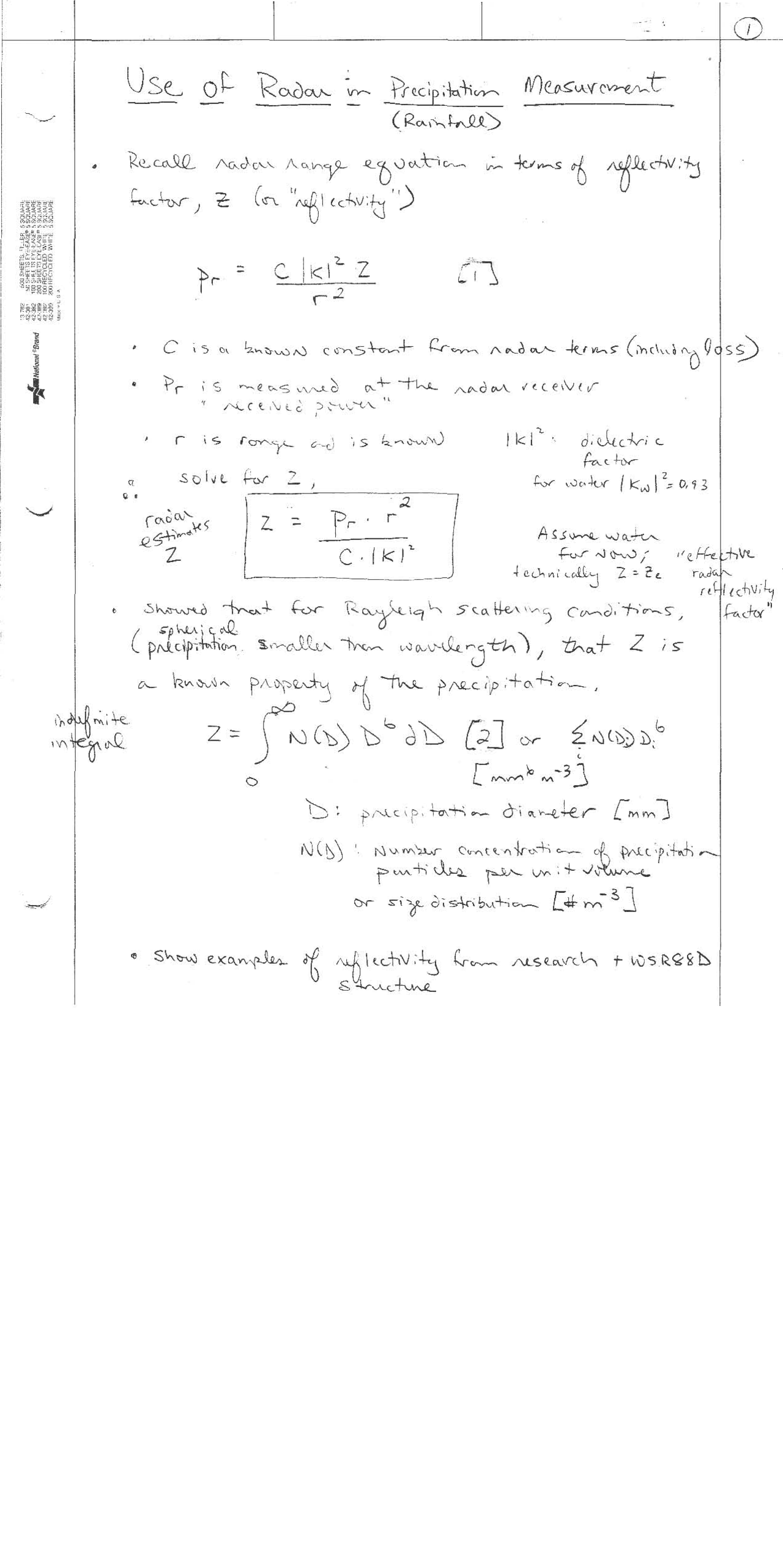 Use Of Radon In Precipitation Measurement Handwritten Notes Atmo