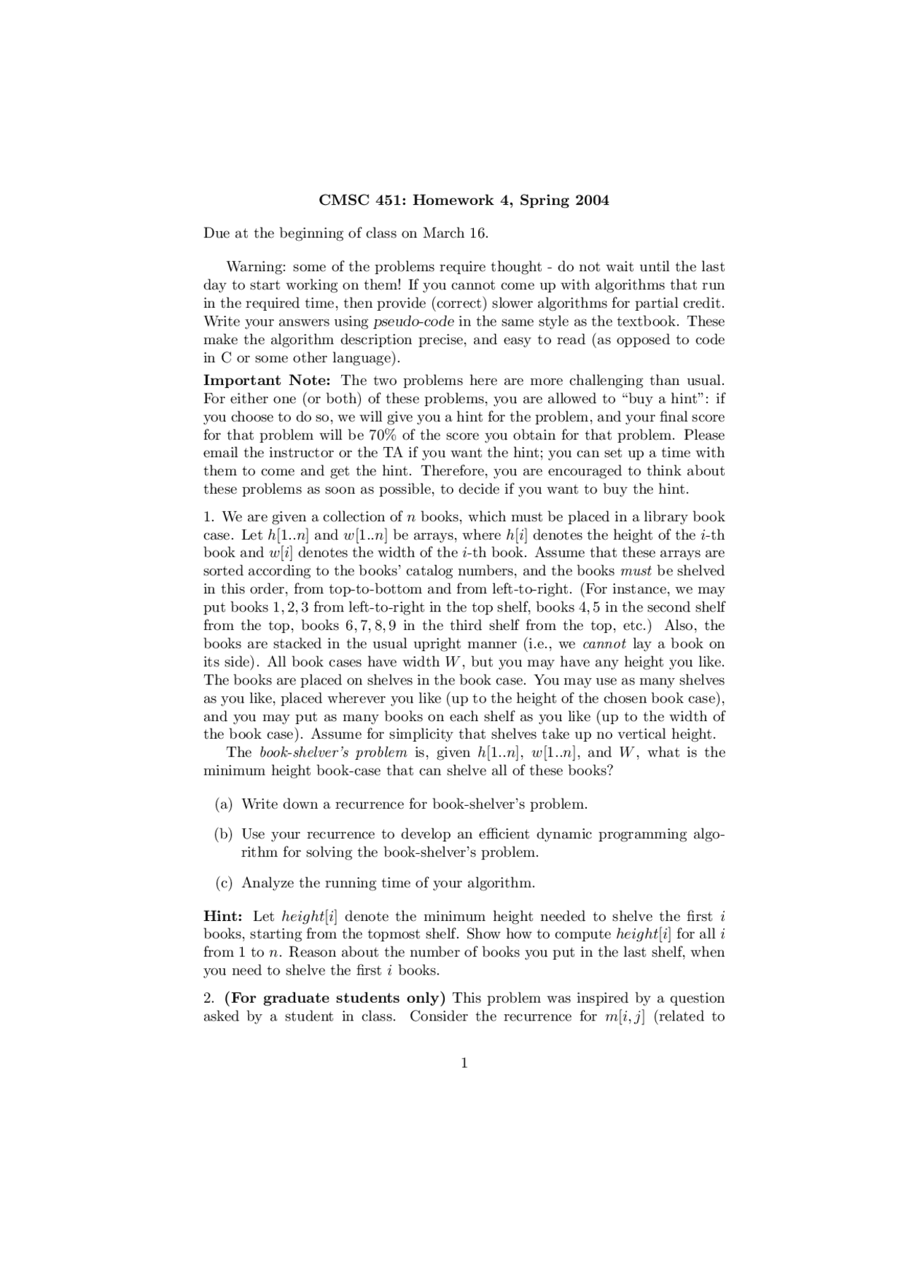 Design And Analysis Computer Algorithms Homework 4 Cmsc 451 Docsity 7869