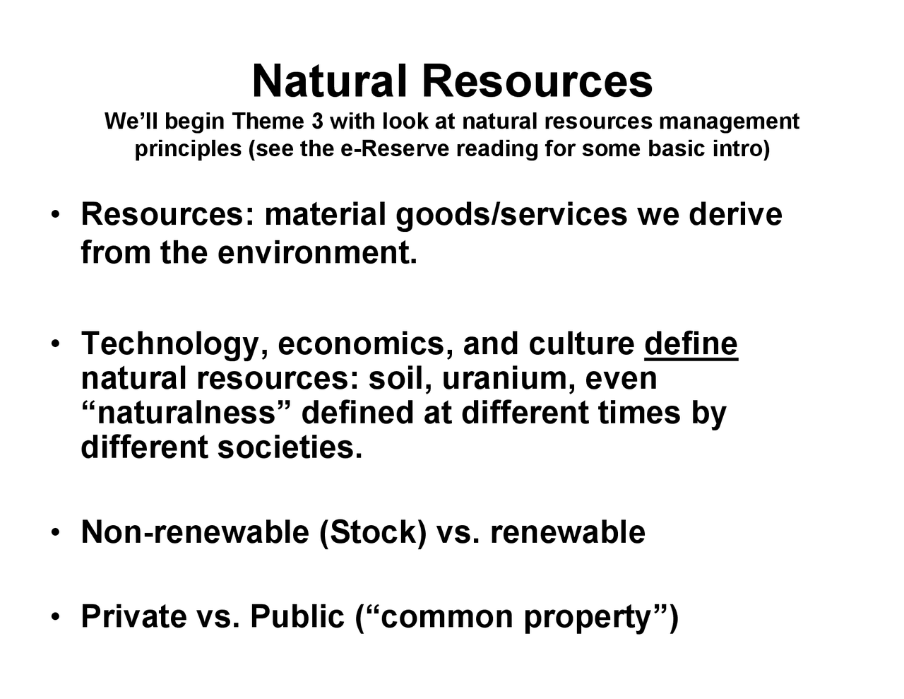 Natural Resources - Lecture Slides | GEOG 2412 - Docsity