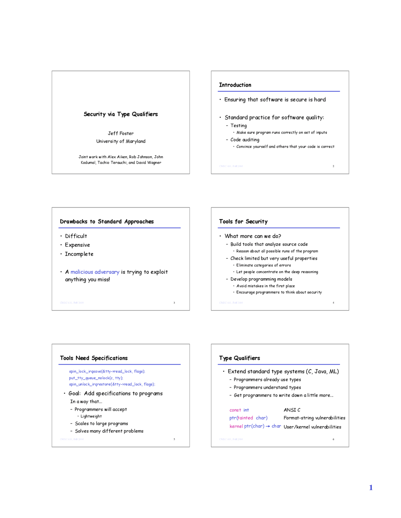 Security via Type Qualifiers: Enhancing Software Security with ...