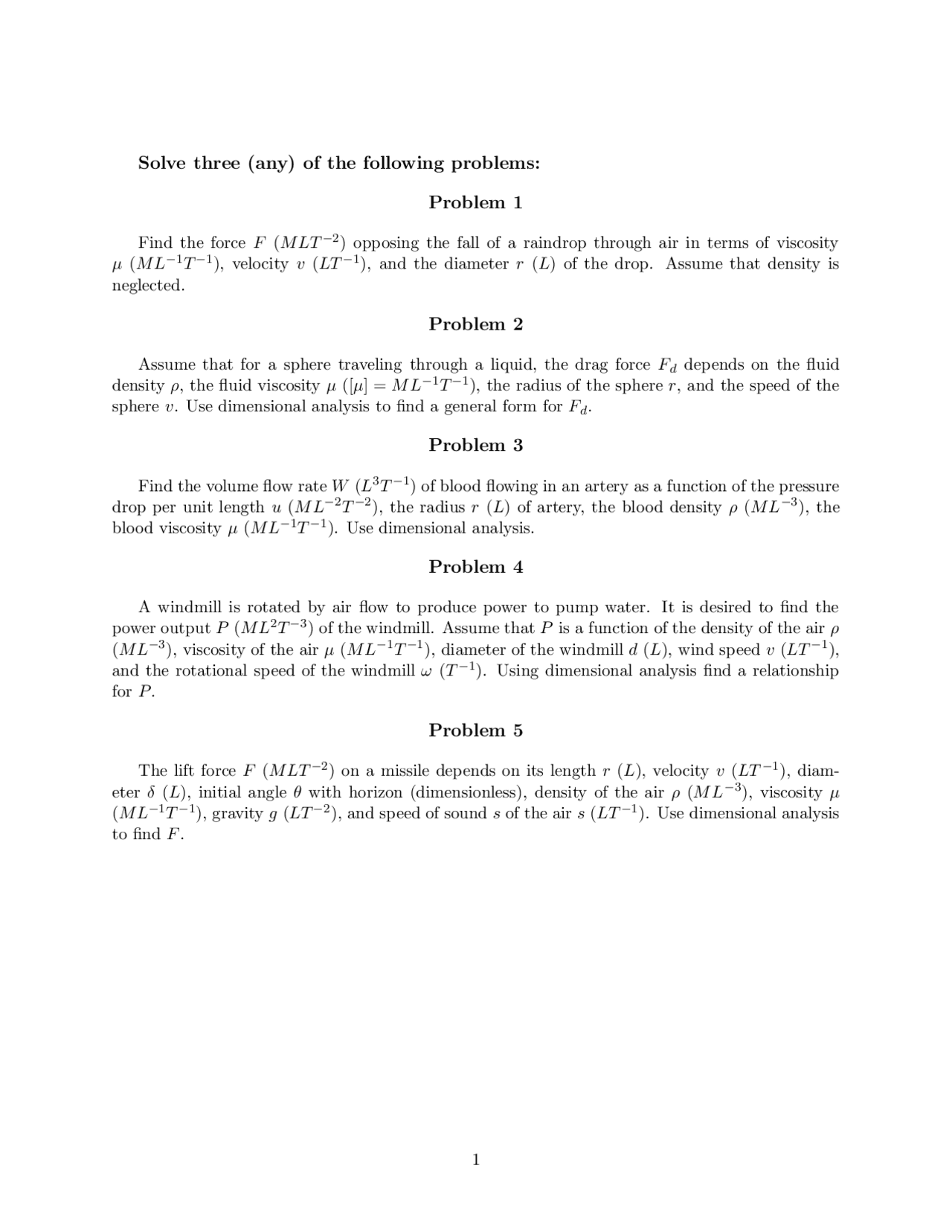 Assignment 1 Mathematical Modeling Math 647 Assignments