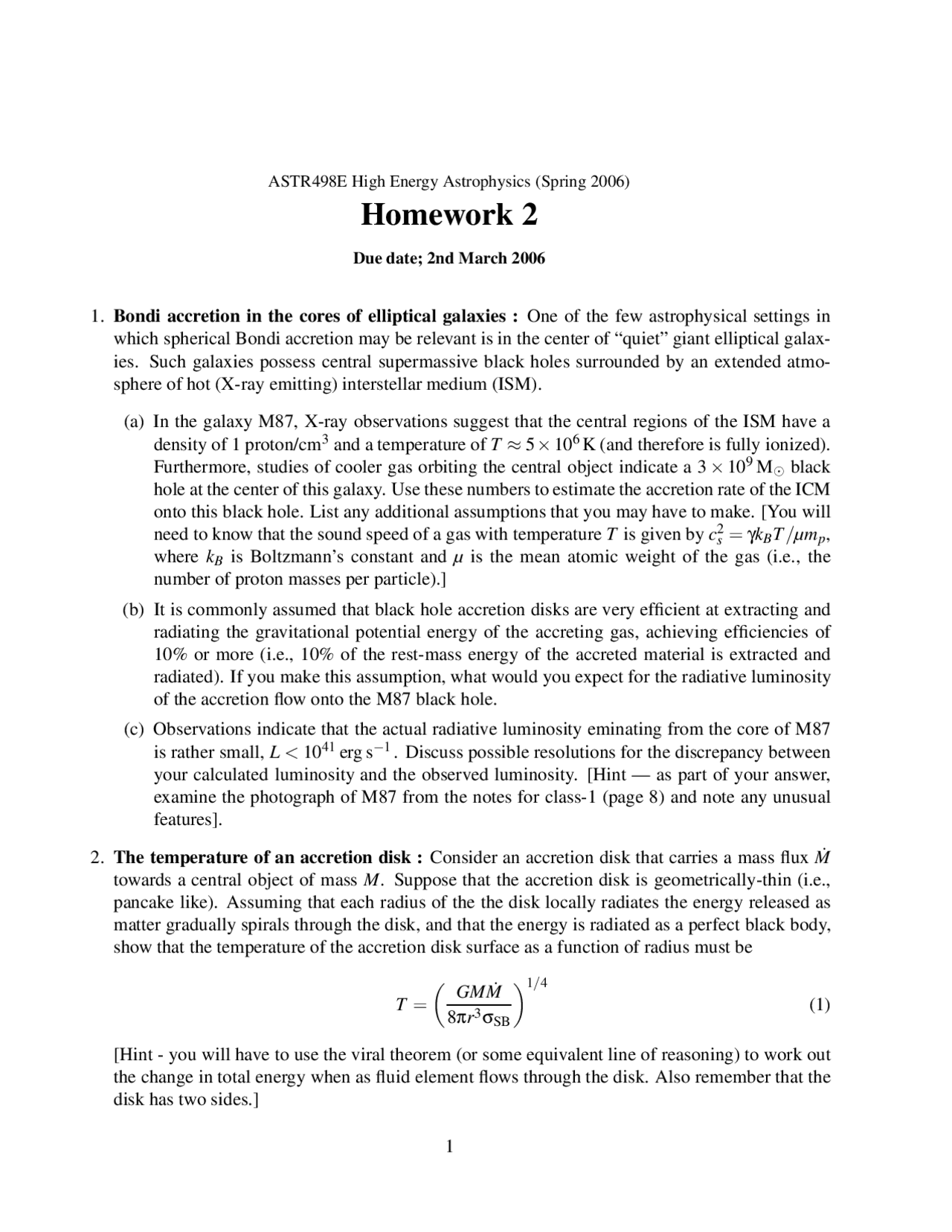 Homework 2 Solved Question Special Problems In Astronomy Astr 498