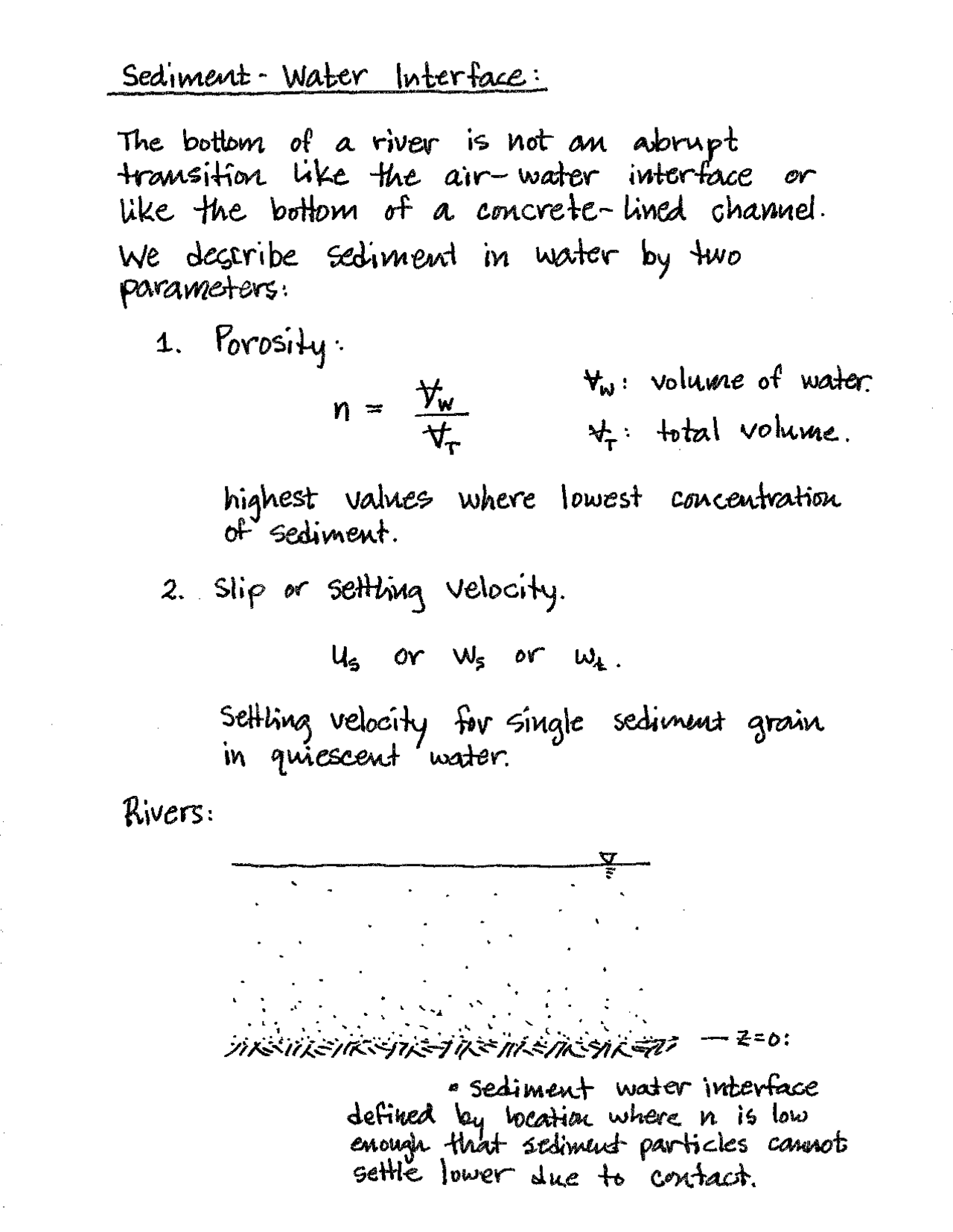 Sediment Water Interface Handwritten Notes Cven 489 Docsity