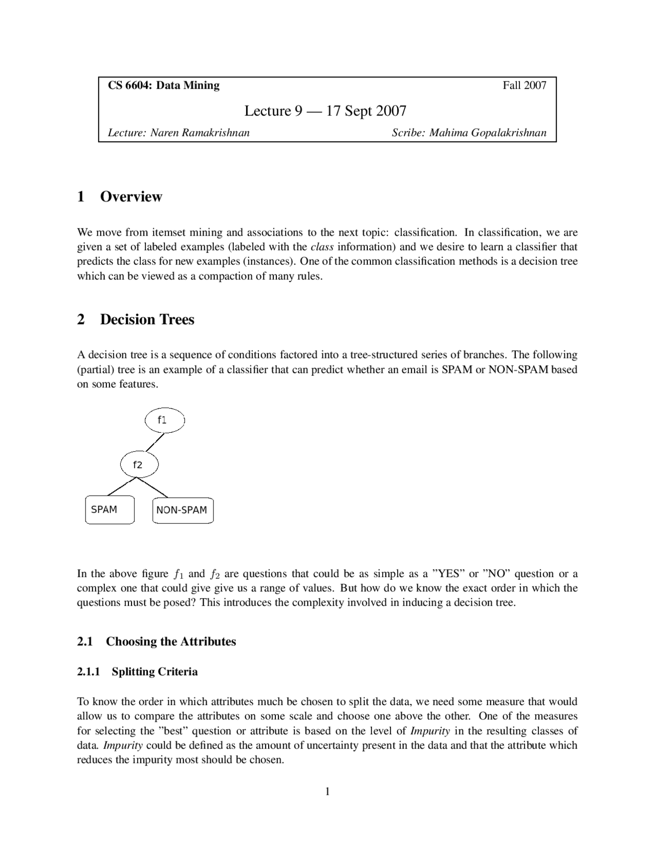 Classification Of Data Mining Spatial Data Management Cs 6604 Docsity