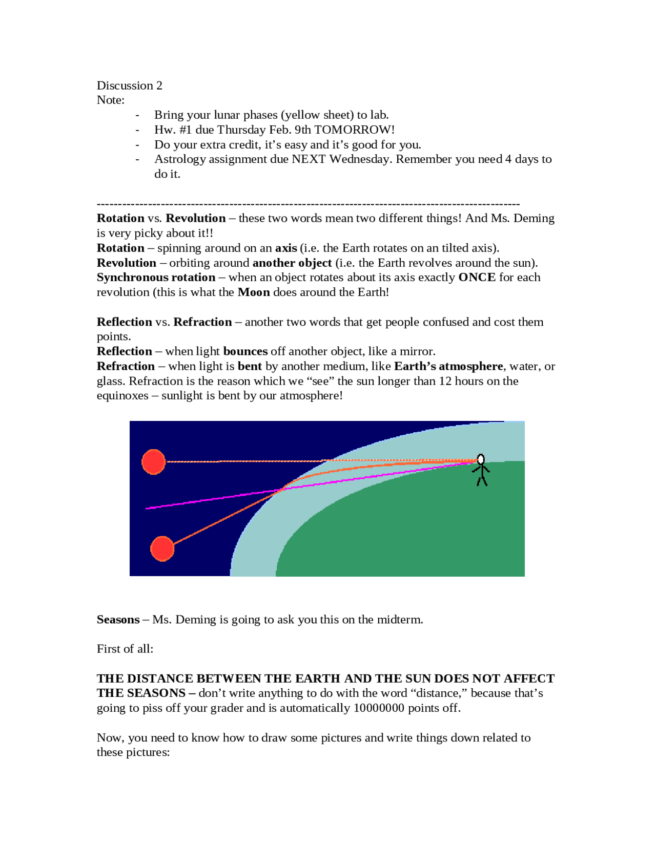 Notes On Rotation Revolution General Astronomy Astr 101 Docsity