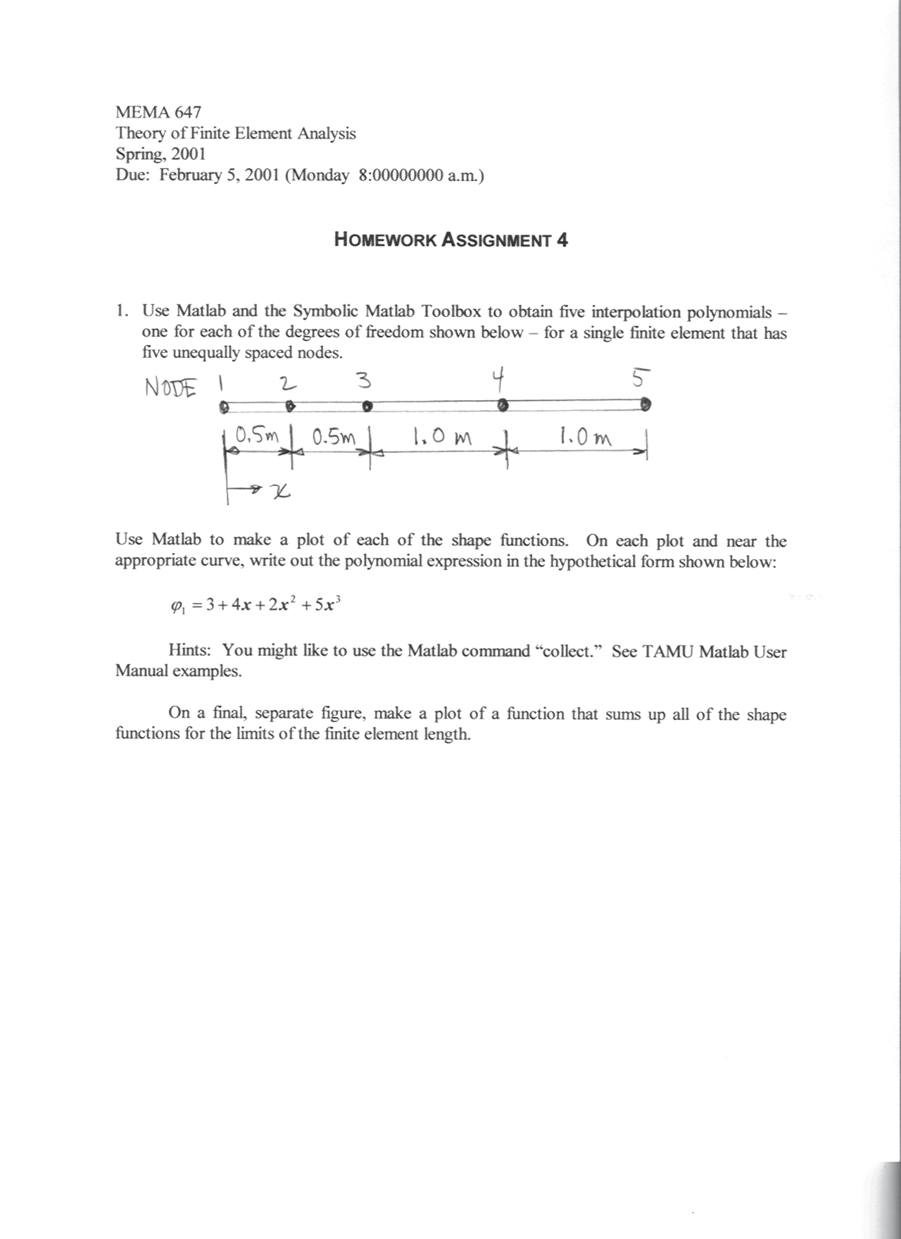 Assignment 4 Theory Of Finite Element Analysis Mema 647 Docsity
