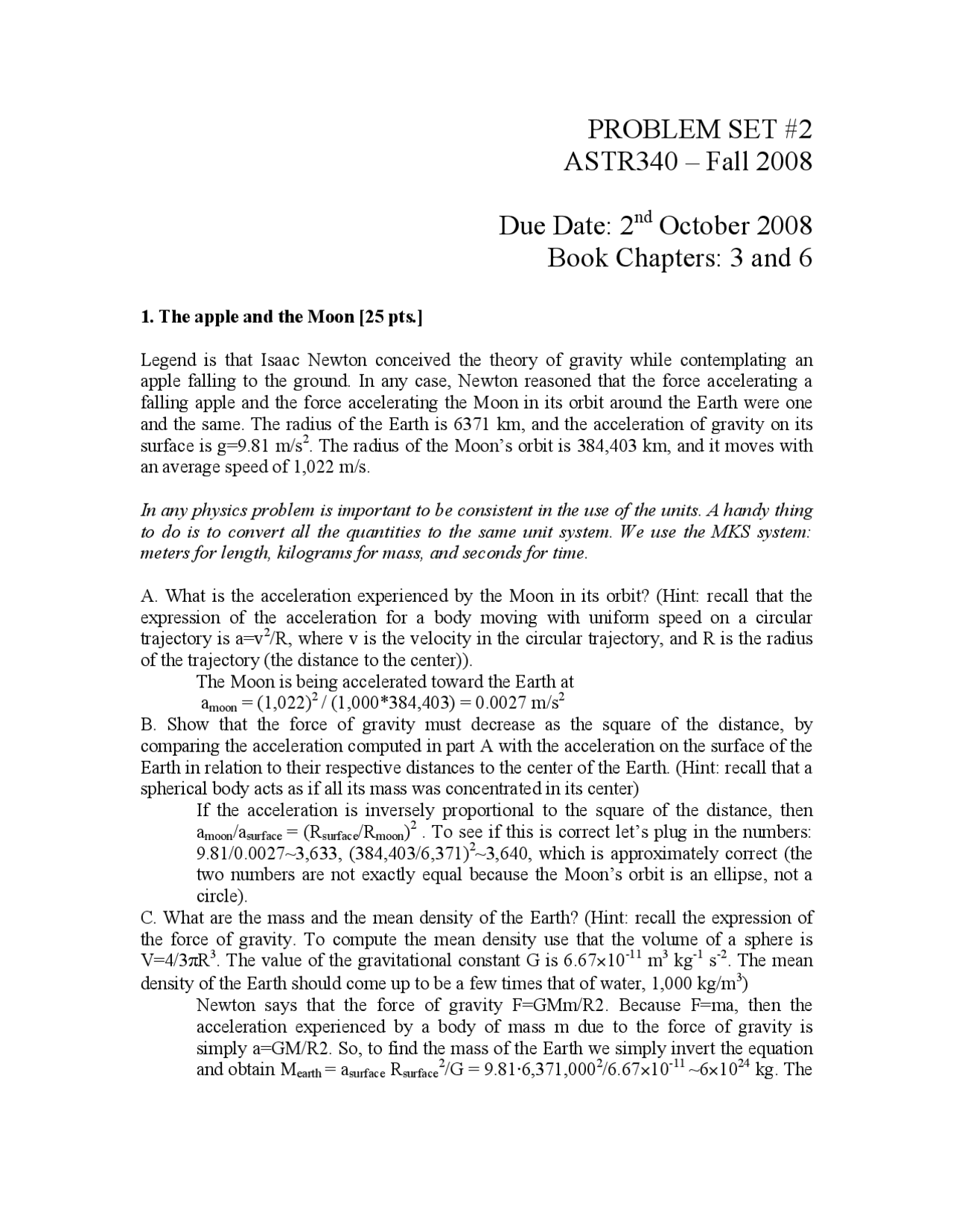 Assignment 2 For Origin Of Universe Astr 340 Docsity
