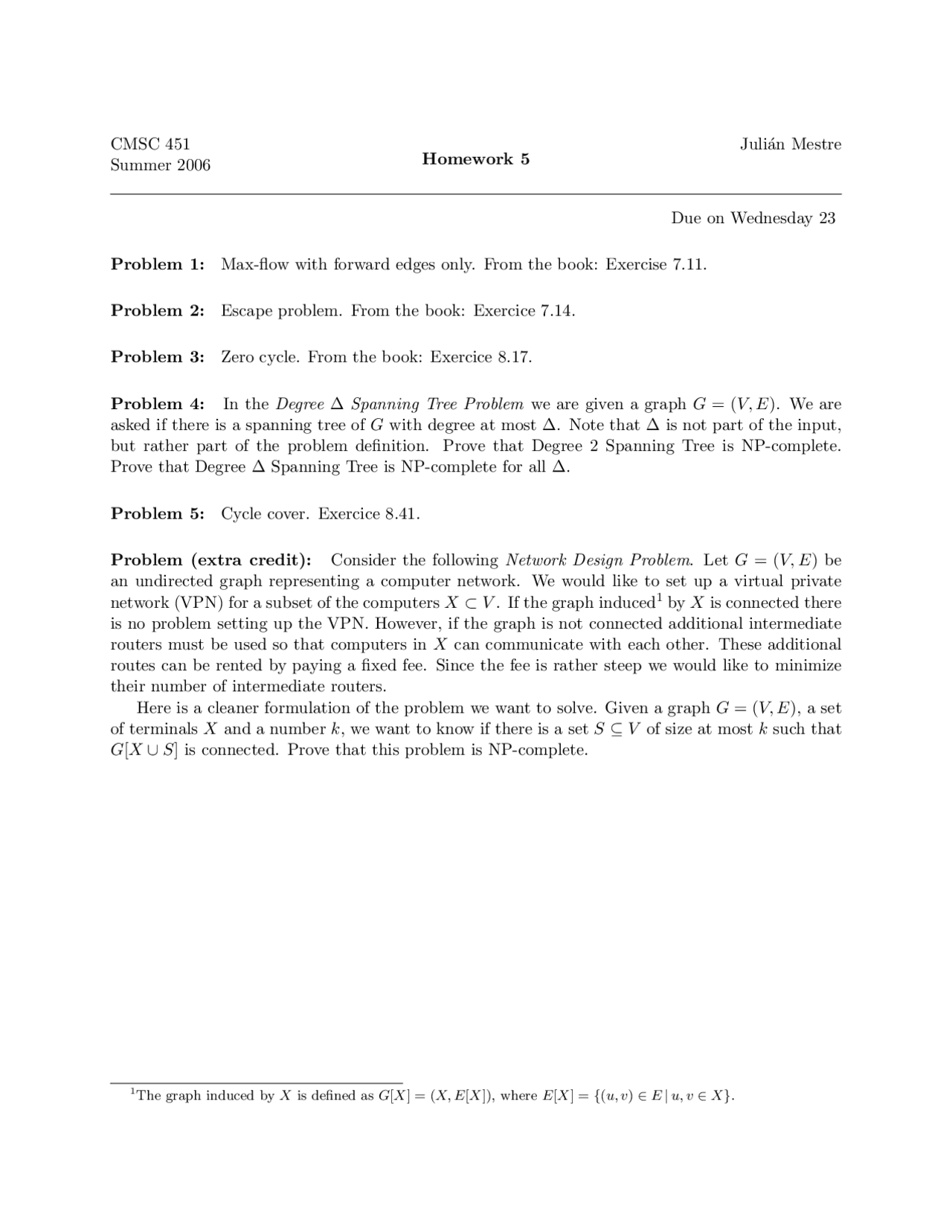 Homework 5 Summer 2006 Design And Analysis Of Computer Algorithms Cmsc 451 Docsity