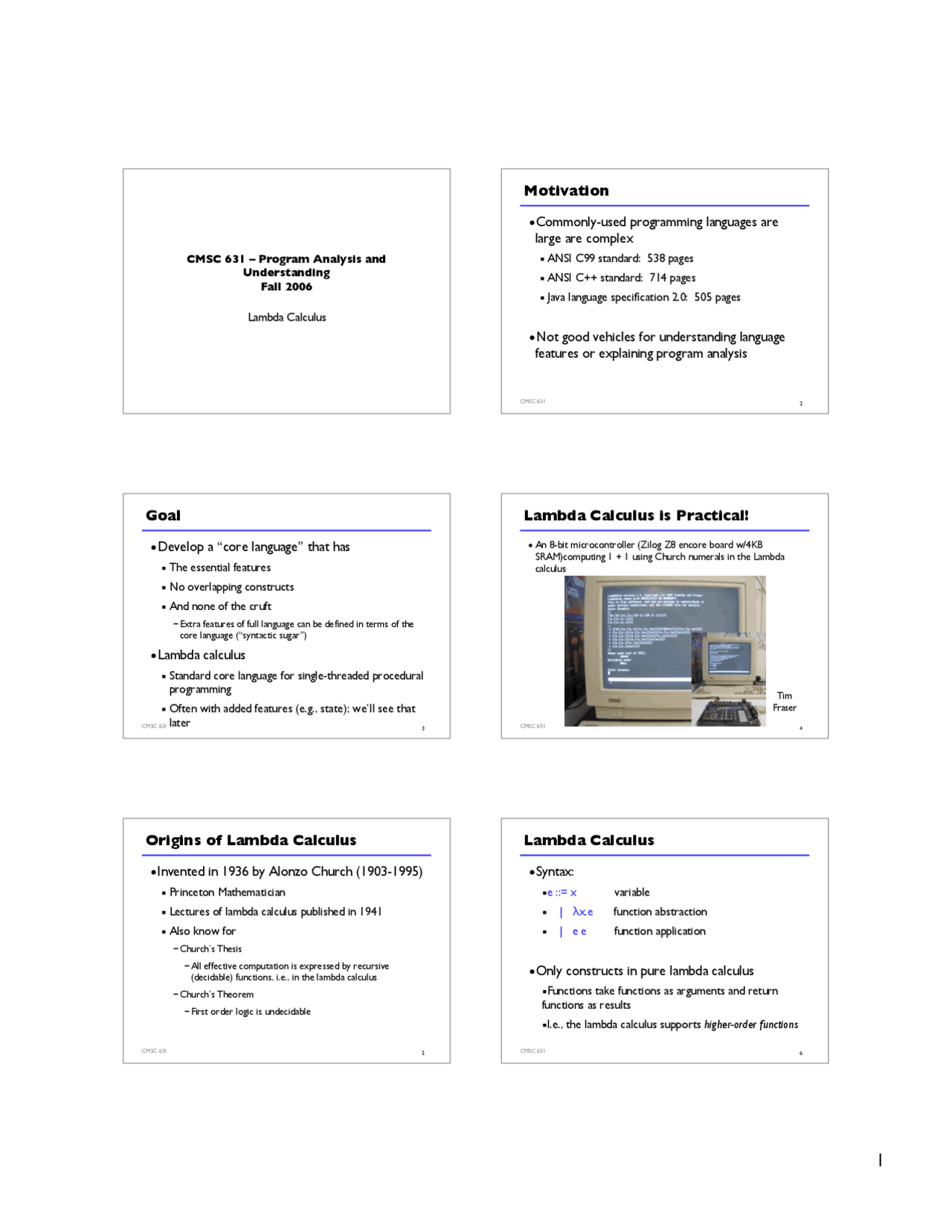 Program Analysis And Understanding Lambda Calculus Cmsc 631 Docsity 8881