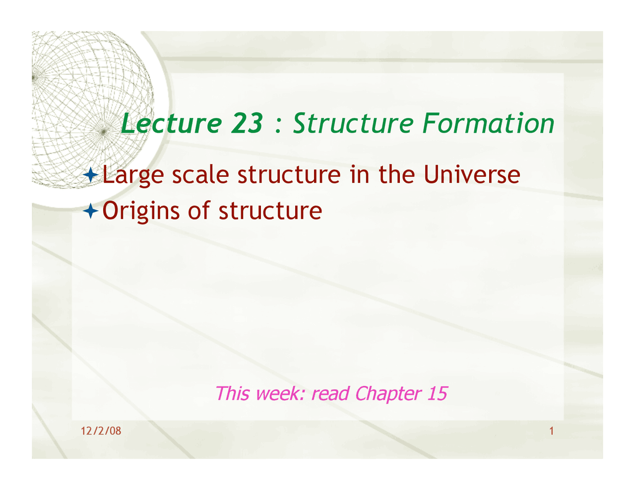 Structure Formation In Region Of Universe Lecture Slides Astr 340