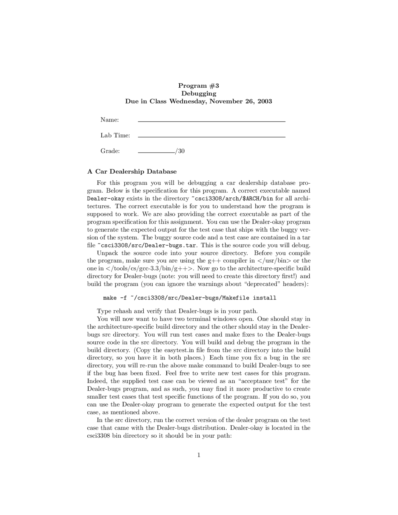 Requirement Specification Of A Dealership Database Assignment 3 Csci 3308 Docsity