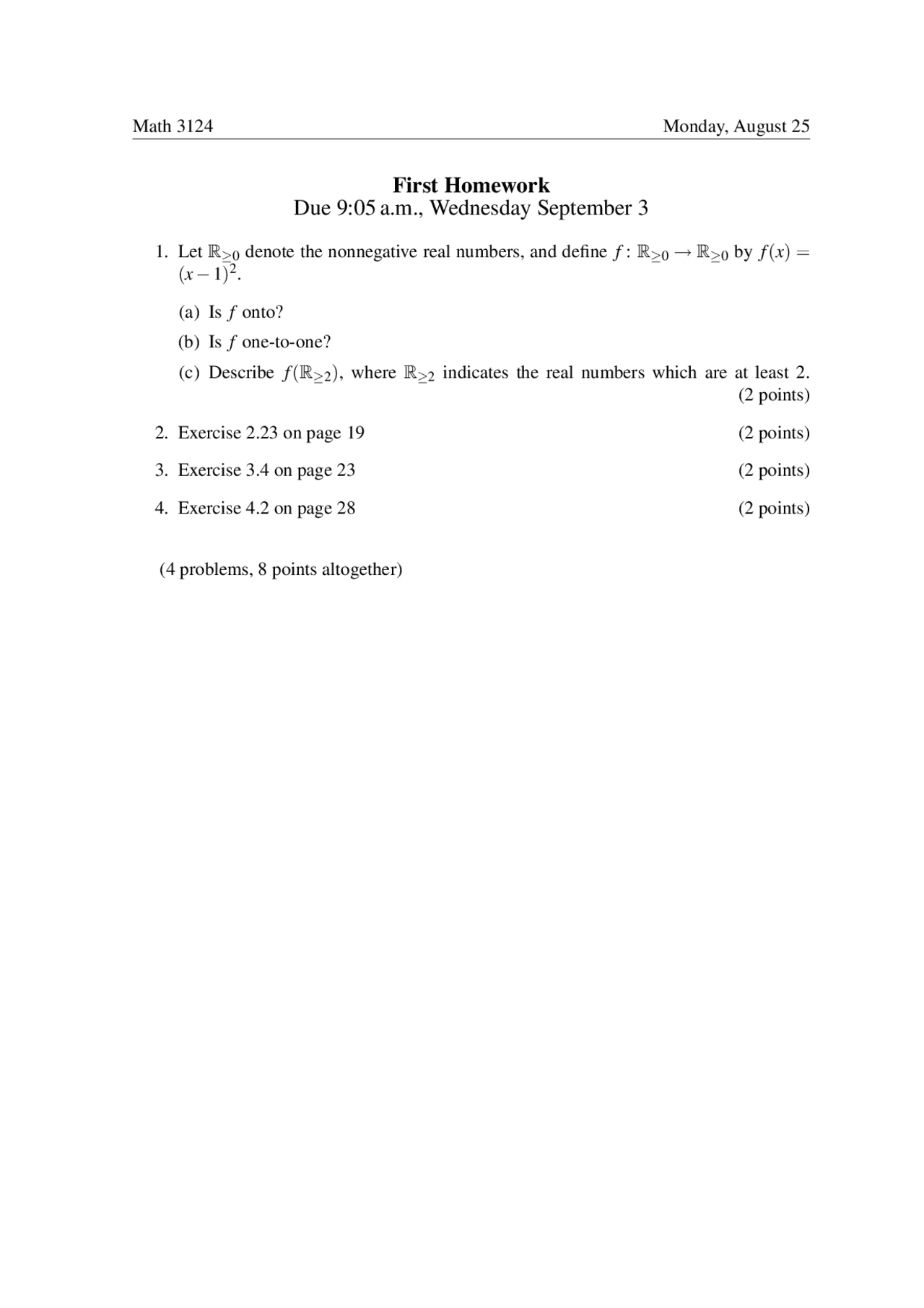 First Assignment Solution Modern Algebra Math 3124 Docsity