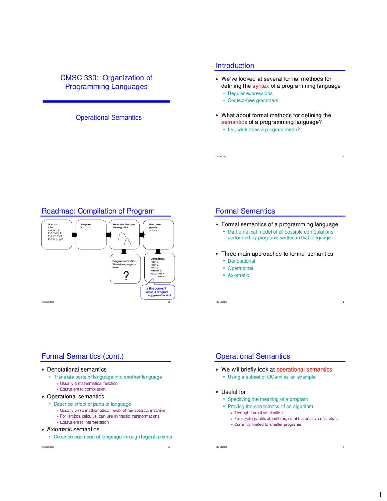 Operational Semantics Formal Semantics Notes Cmsc 330 Docsity