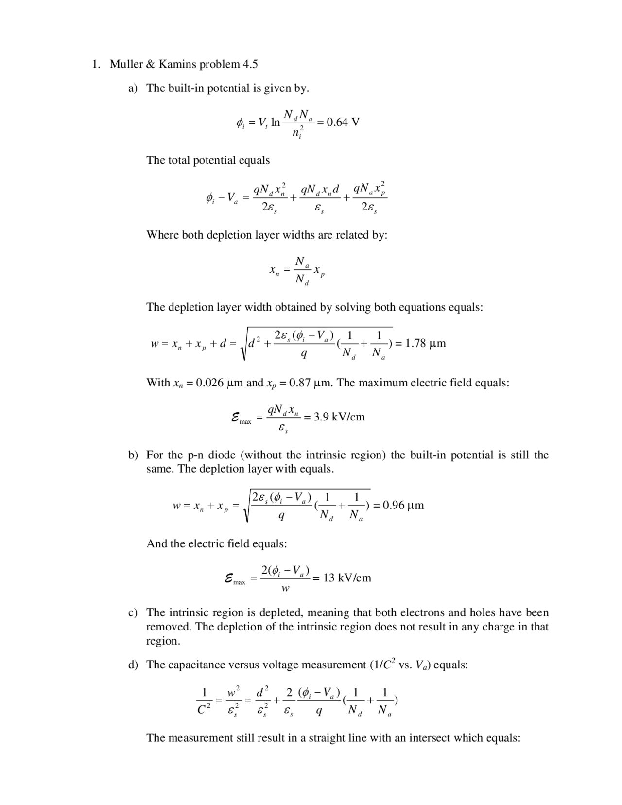 Muller And Kamins Problems Principles Of Electronic Devices I Ecen