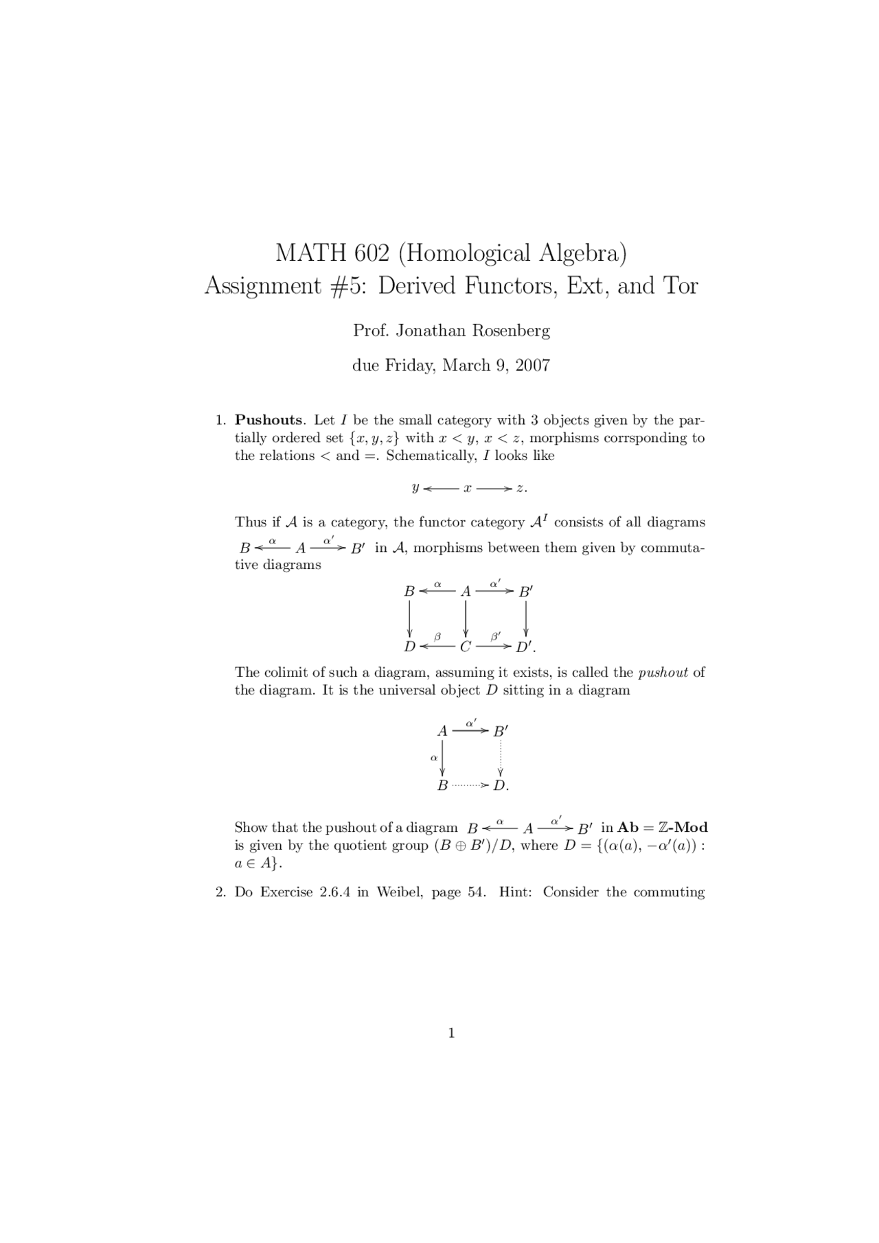 Midterm Exam With Solution Homological Algebra Math 602 Docsity