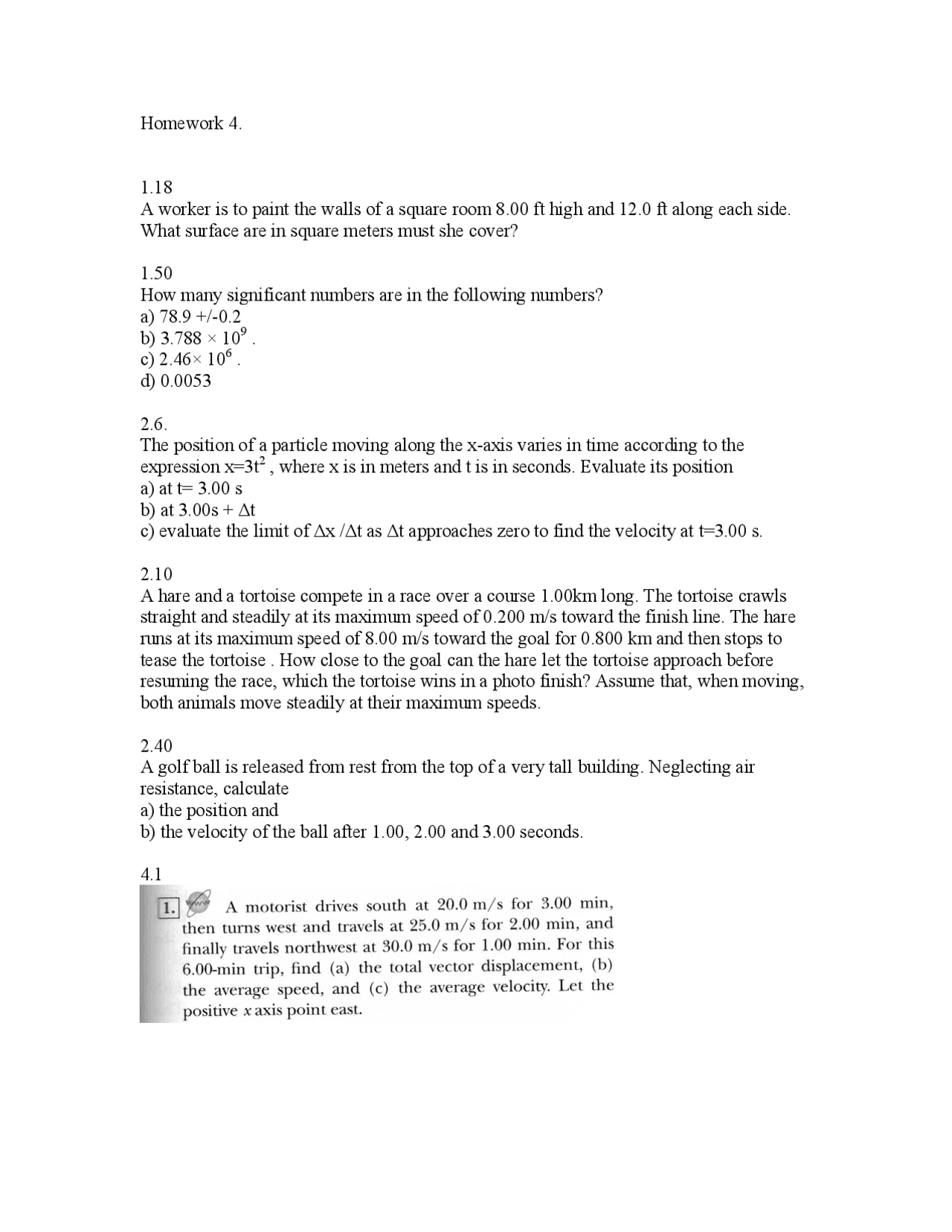 Homework 4 With Problems Principles Of Physics Phys 141 Docsity