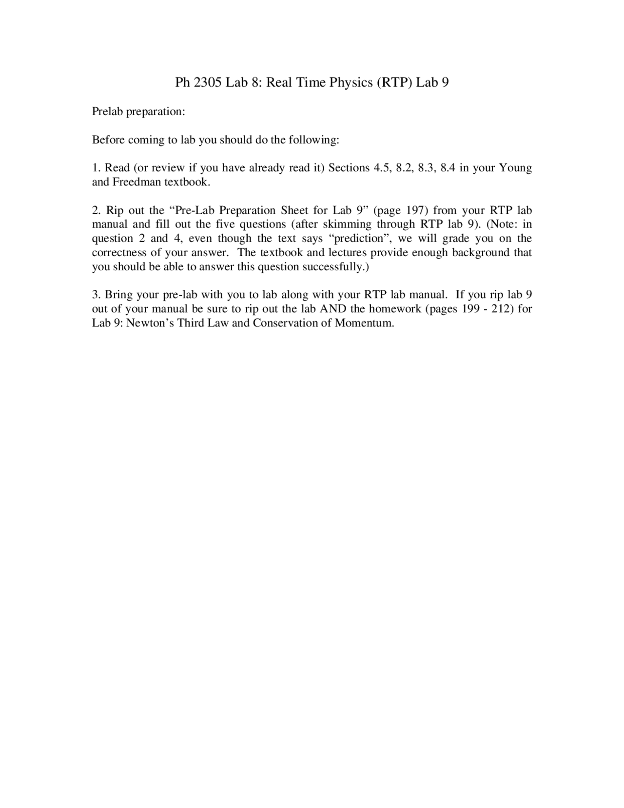 Real Time Physics - Fundamental Lab Work | PHYS 2305 - Docsity