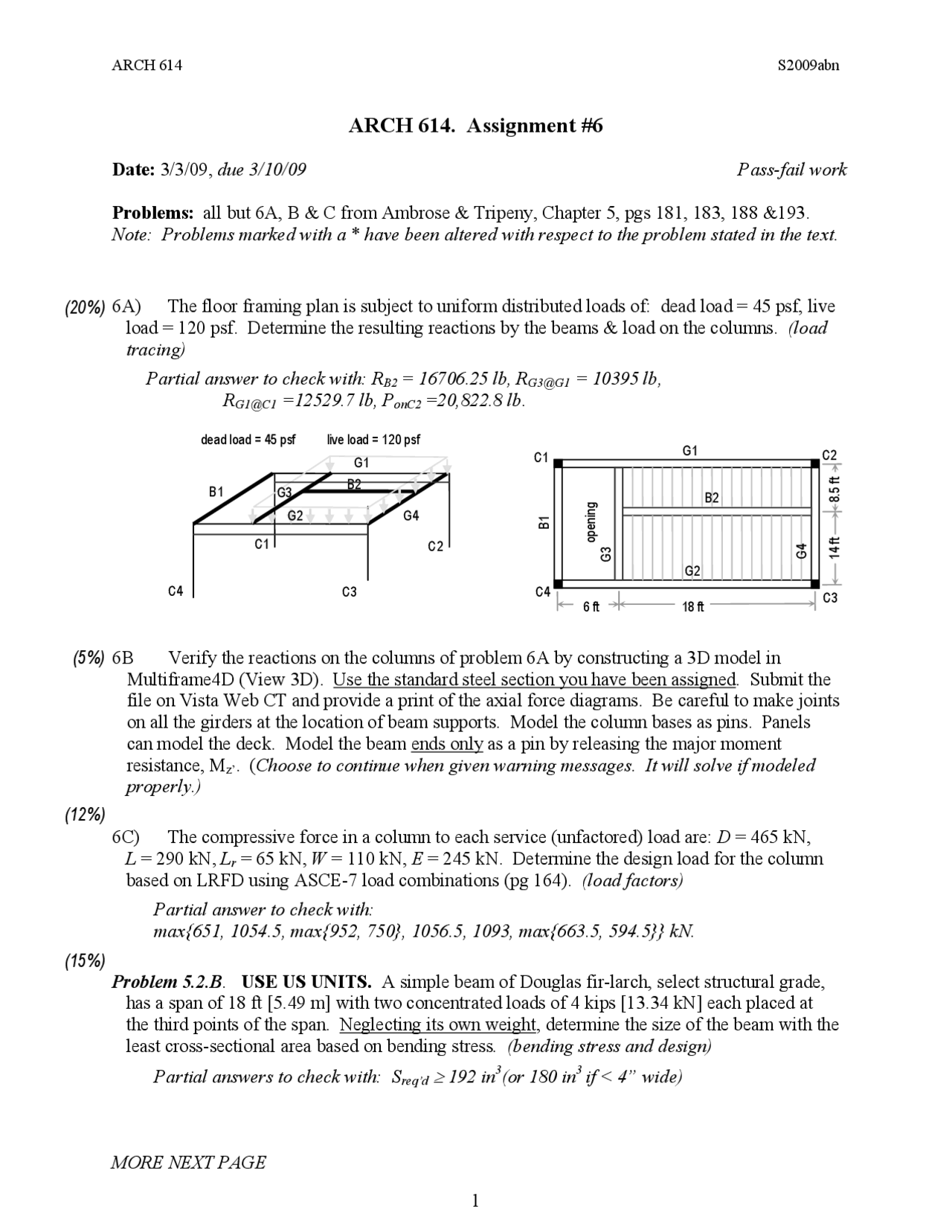 Assignment 6 With Solutions Elements Of Architecture Structures Arch 614 Docsity