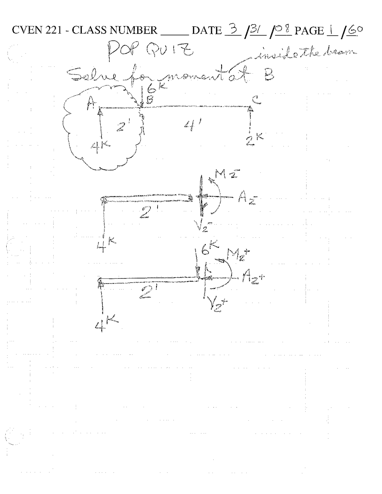Quiz for Engineering Mechanics: Statics | CVEN 221 - Docsity