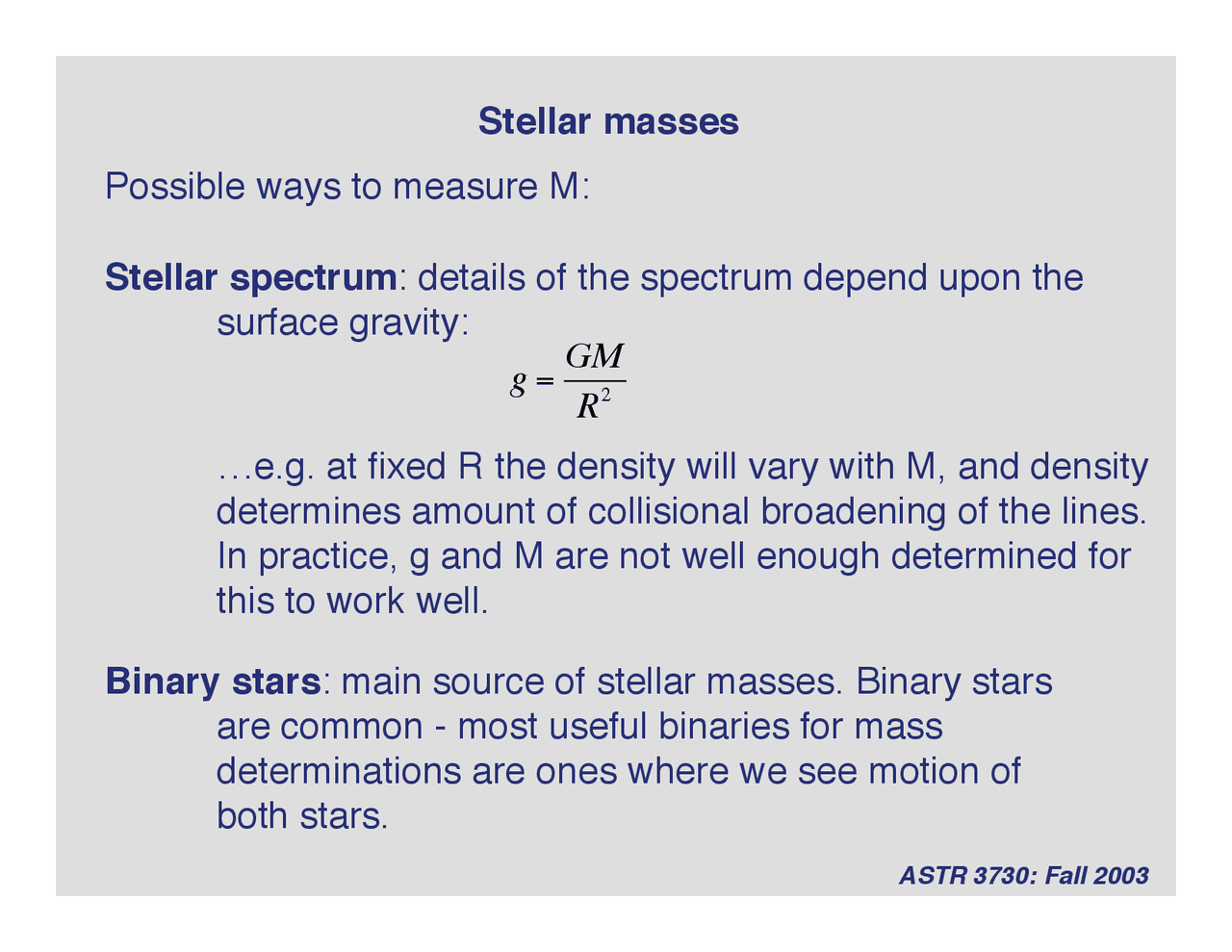 Stellar Masses Lecture Slides Astr 3730 Docsity