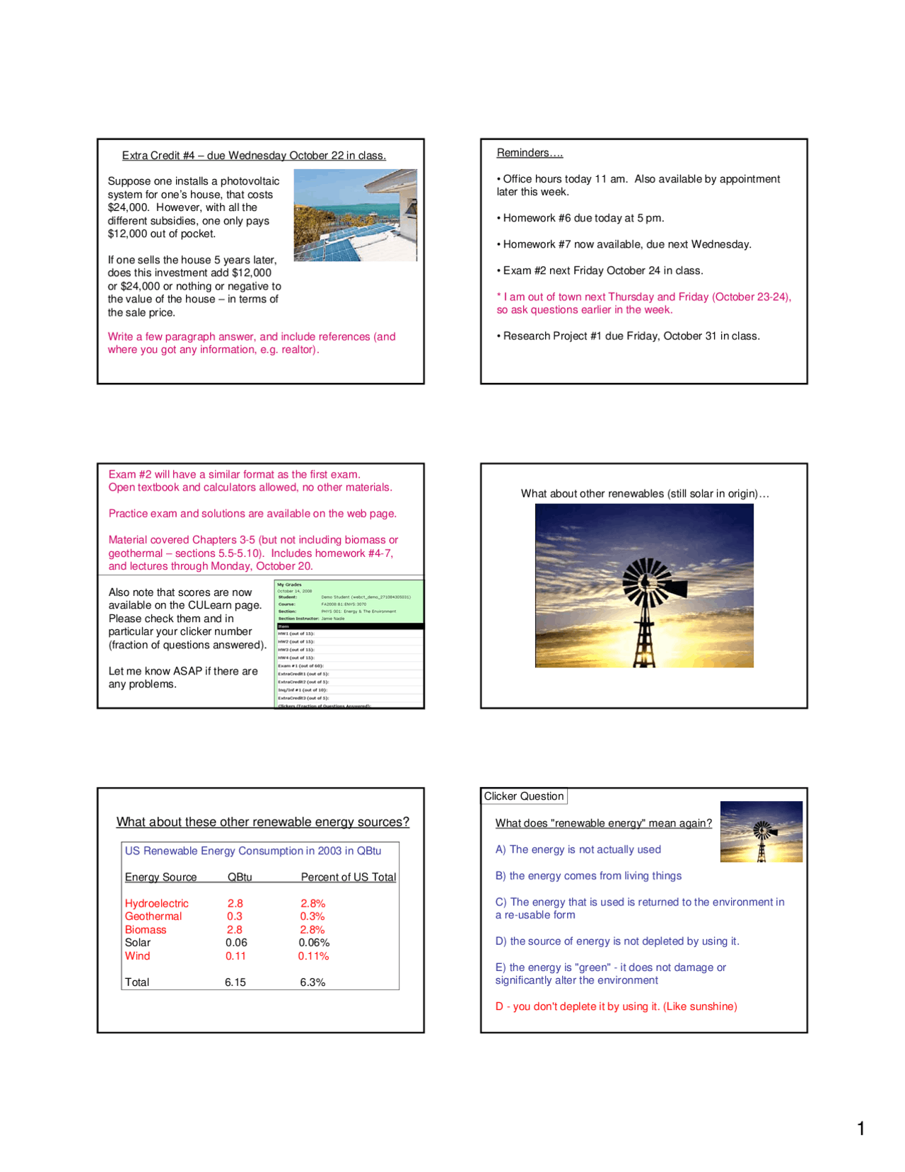 Lecture Slides For Renewable Energy Sources Phys 3070 Docsity