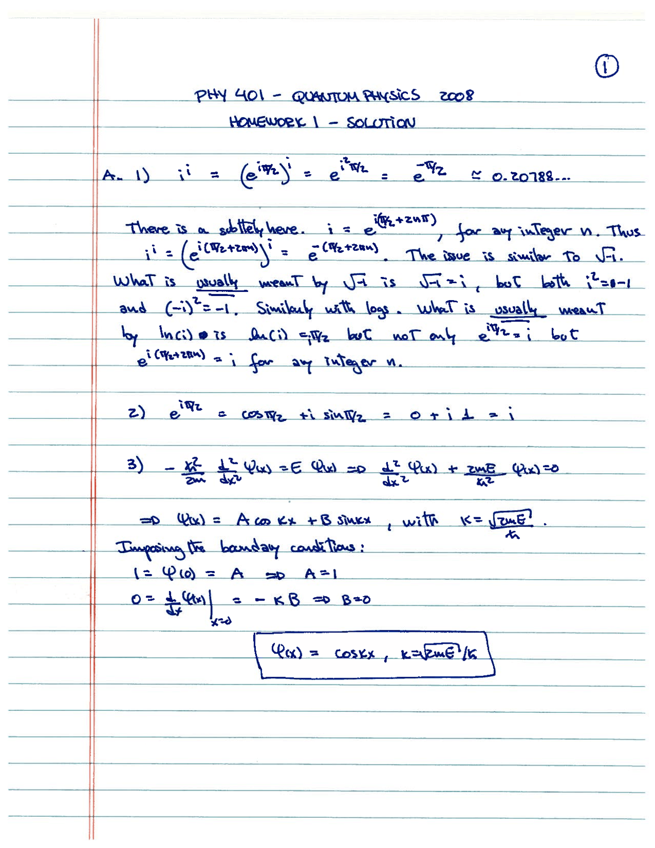 Homework 1 Handwritten Solution Quantum Physics I Phys 401 Docsity