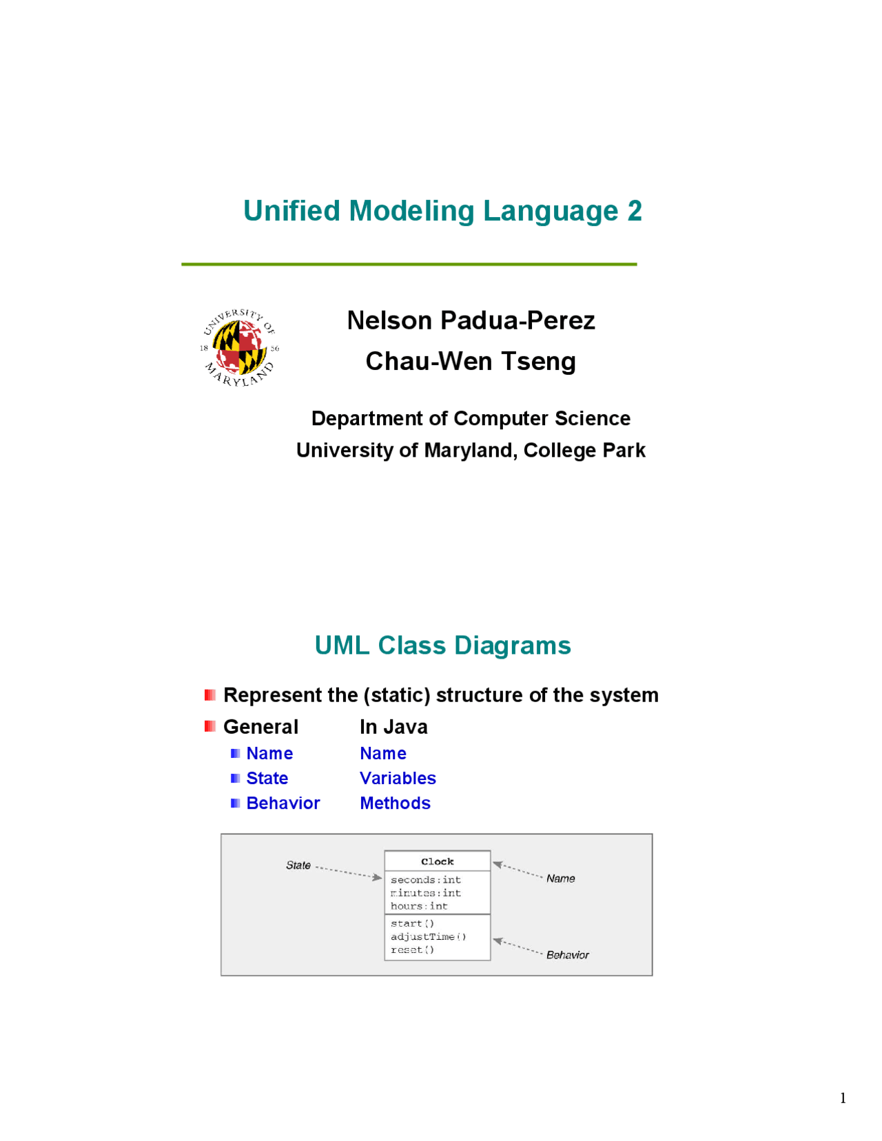 Unified Modeling Language 2 - Lecture Slides | CMSC 132 - Docsity Unified Modeling Language 2 - Lecture Slides | CMSC 132 - Docsity
