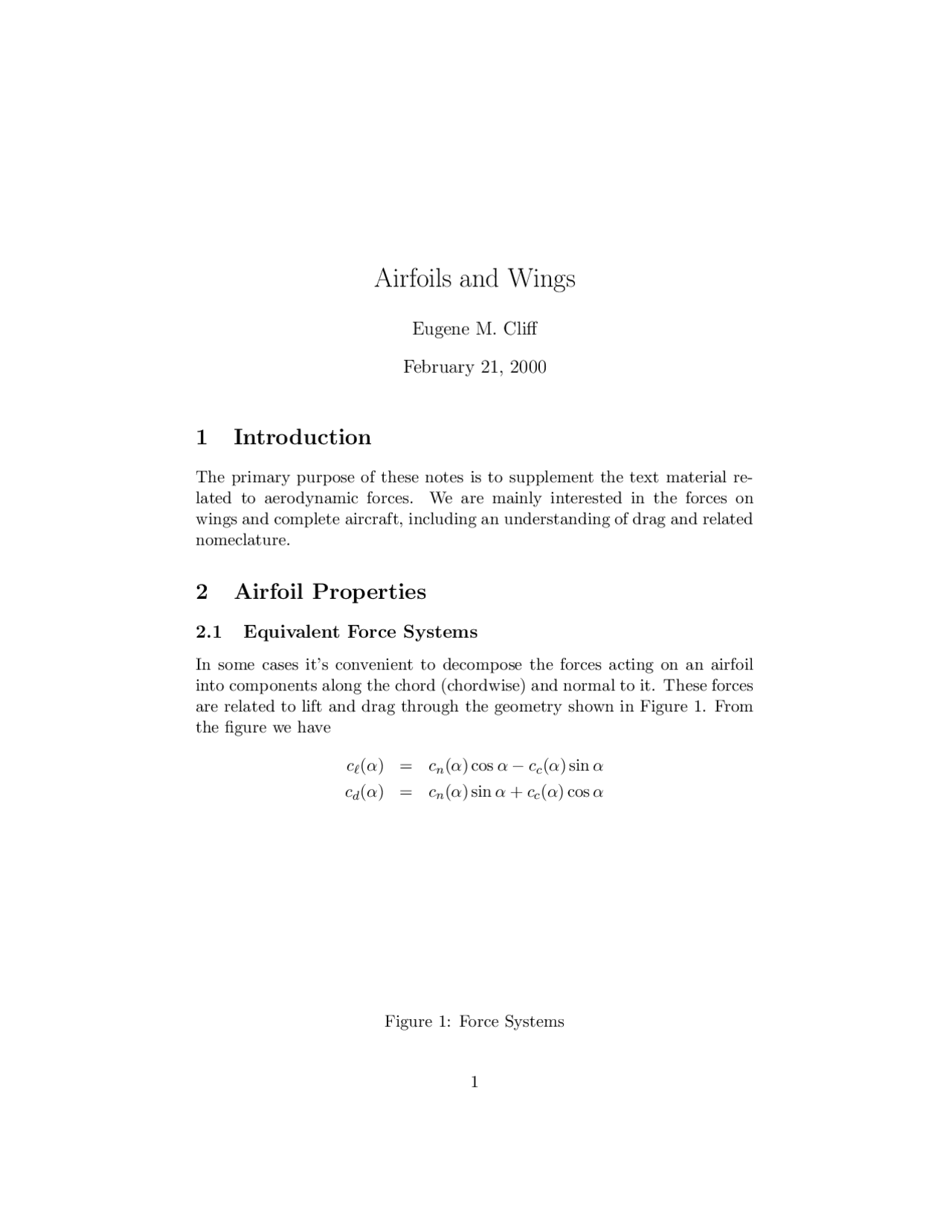 Airfoil Properties Notes Aircraft Performance Aoe 3104 Docsity