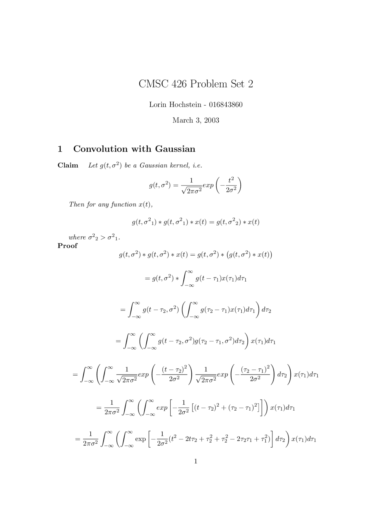 Convolution With Gaussian And 1d Edge Detection Image Processing Cmsc 426 Docsity