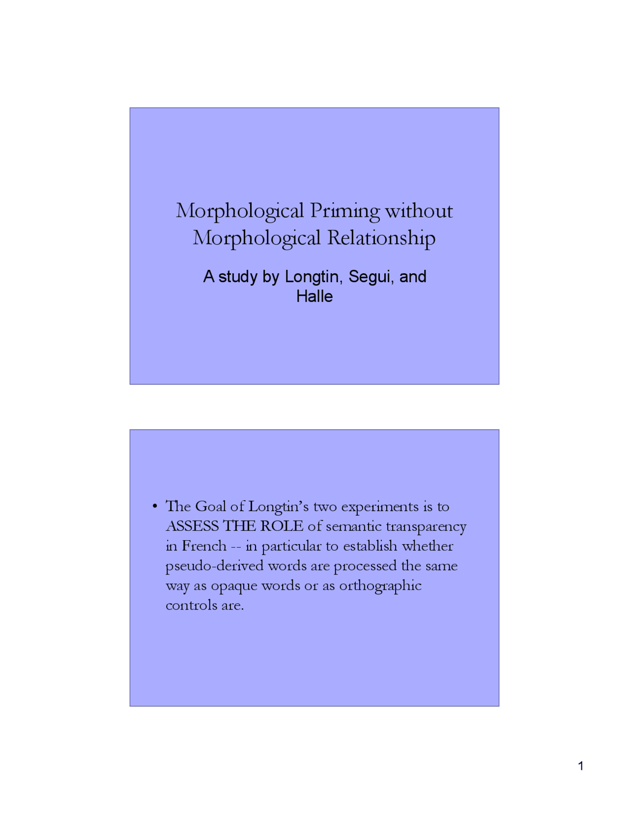Morphological Priming Without Morphological Relationship Notes Ling