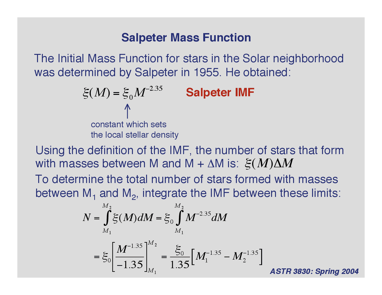 Salpeter Mass Function - Astrophysics 2-Galactic and Extragalactic | ASTR 3830 | Study notes ...